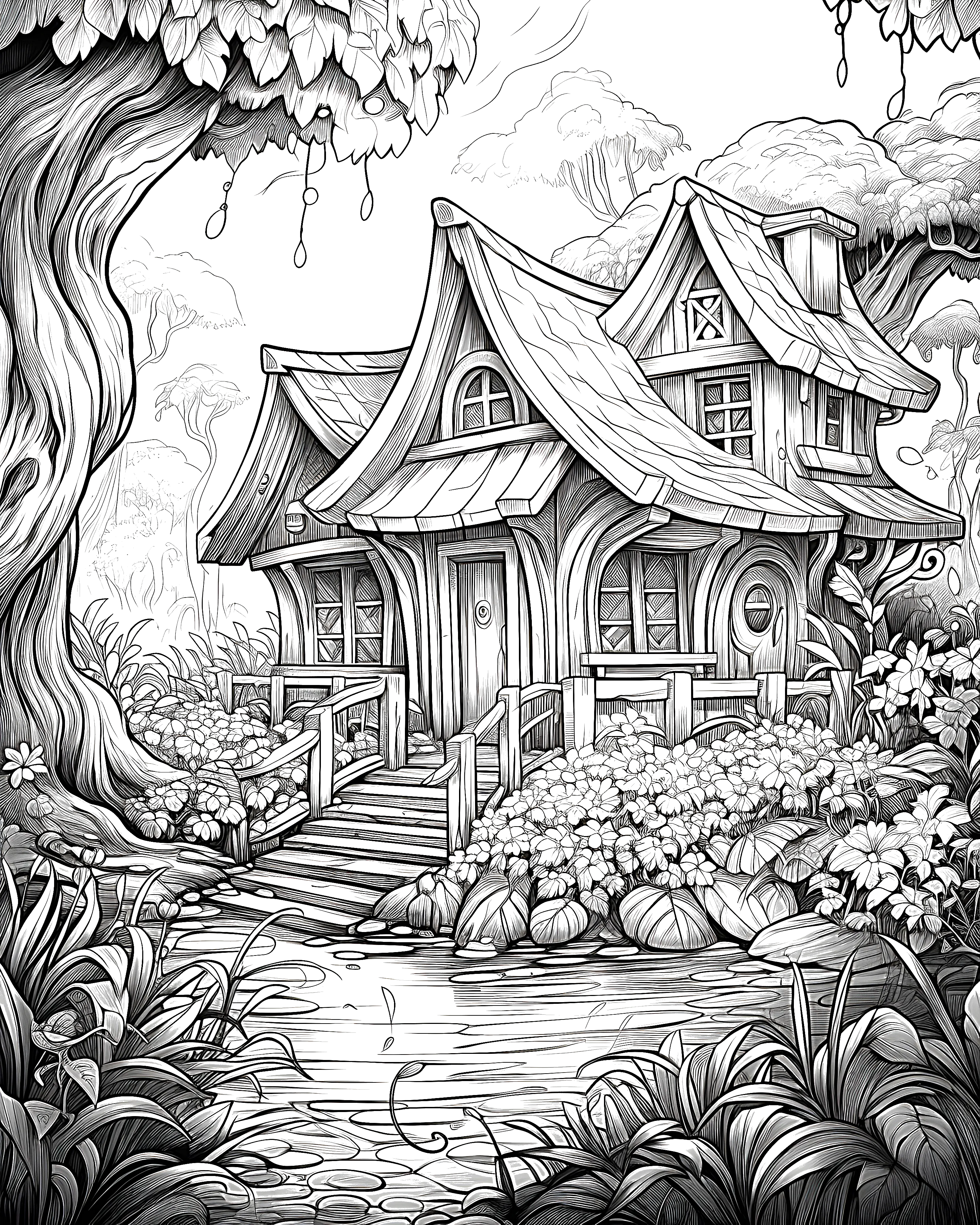 fairytale house coloring page