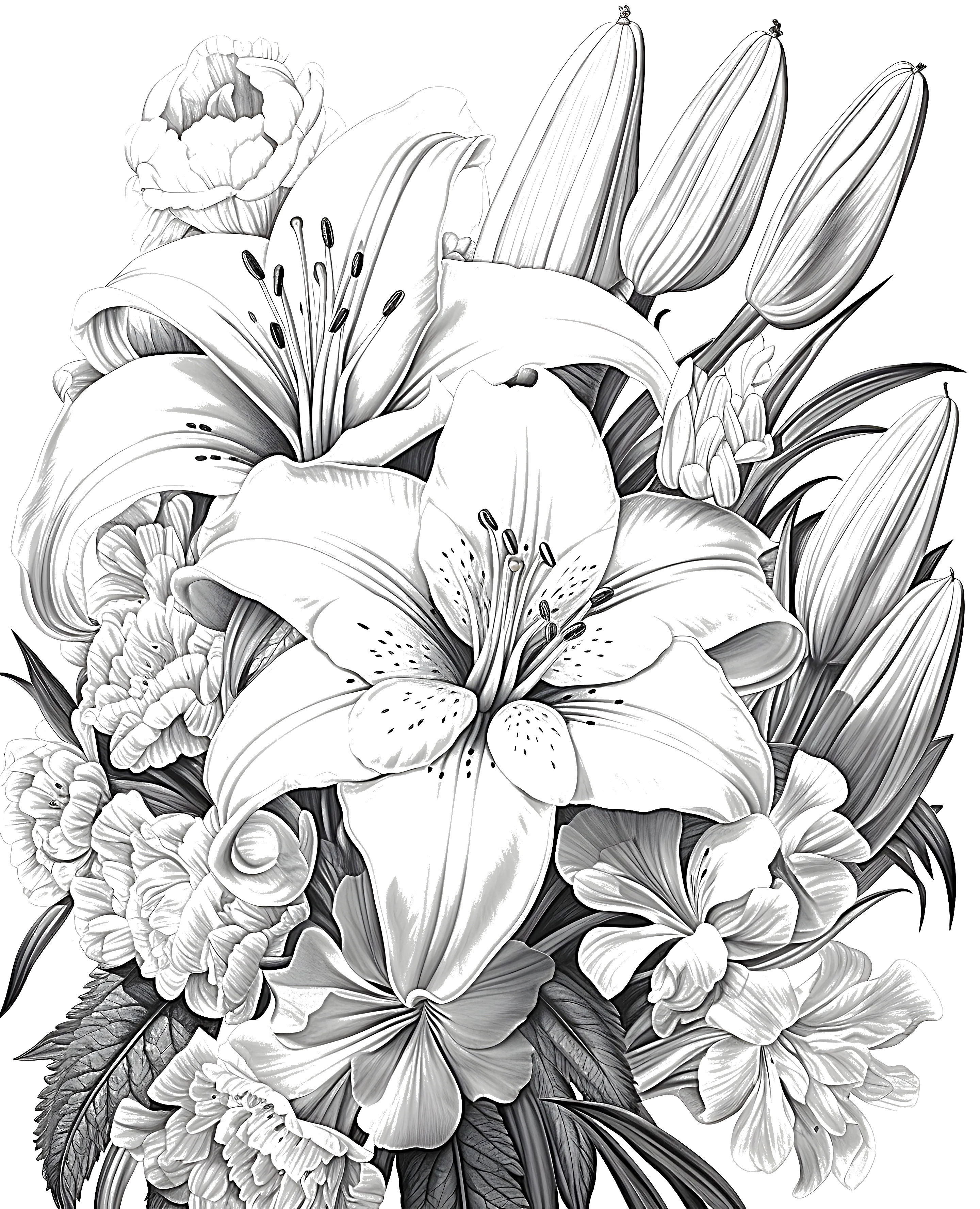 coloring pages of lily flowers