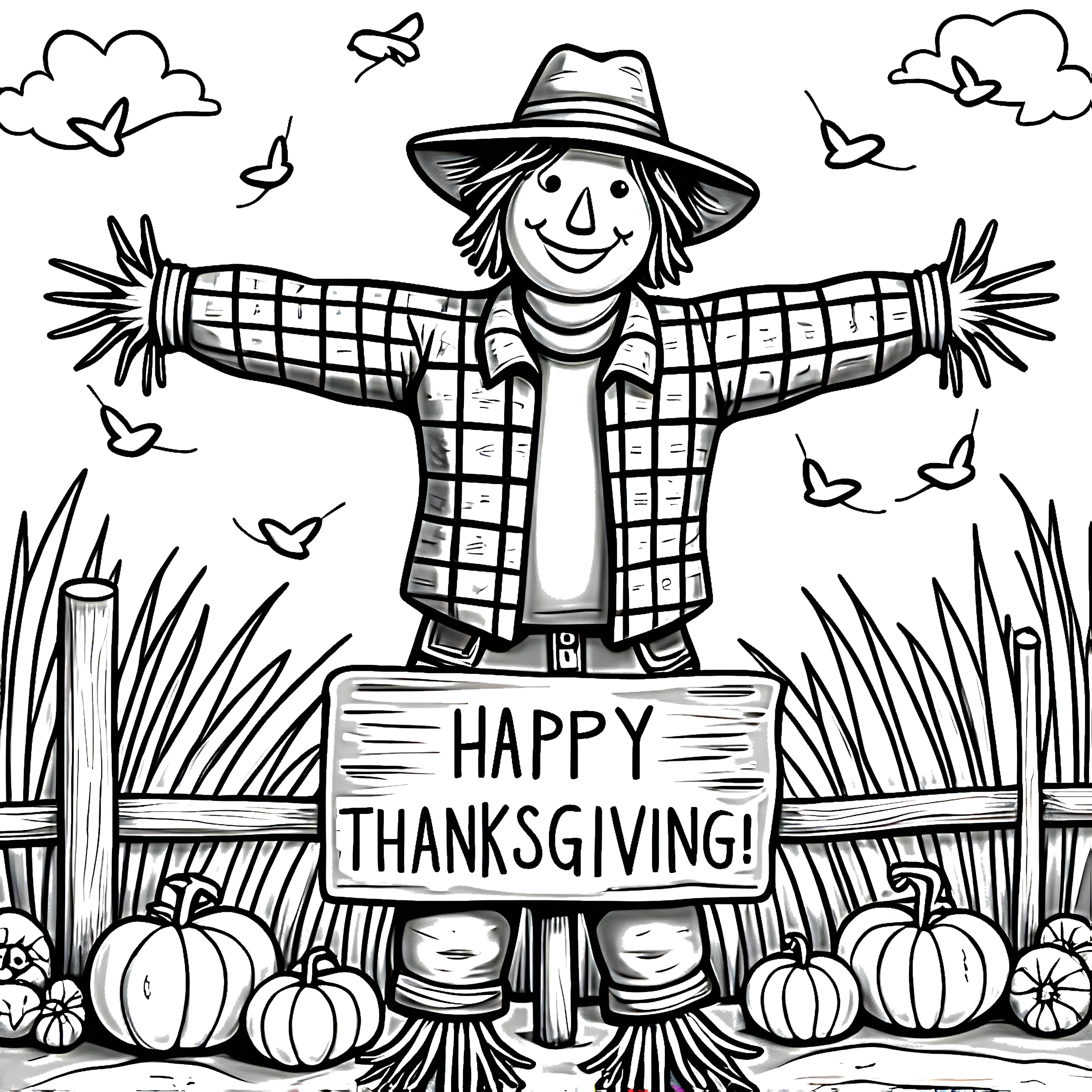 FREE Scarecrow Thanksgiving Coloring Page - Printable Download 🎂 ...