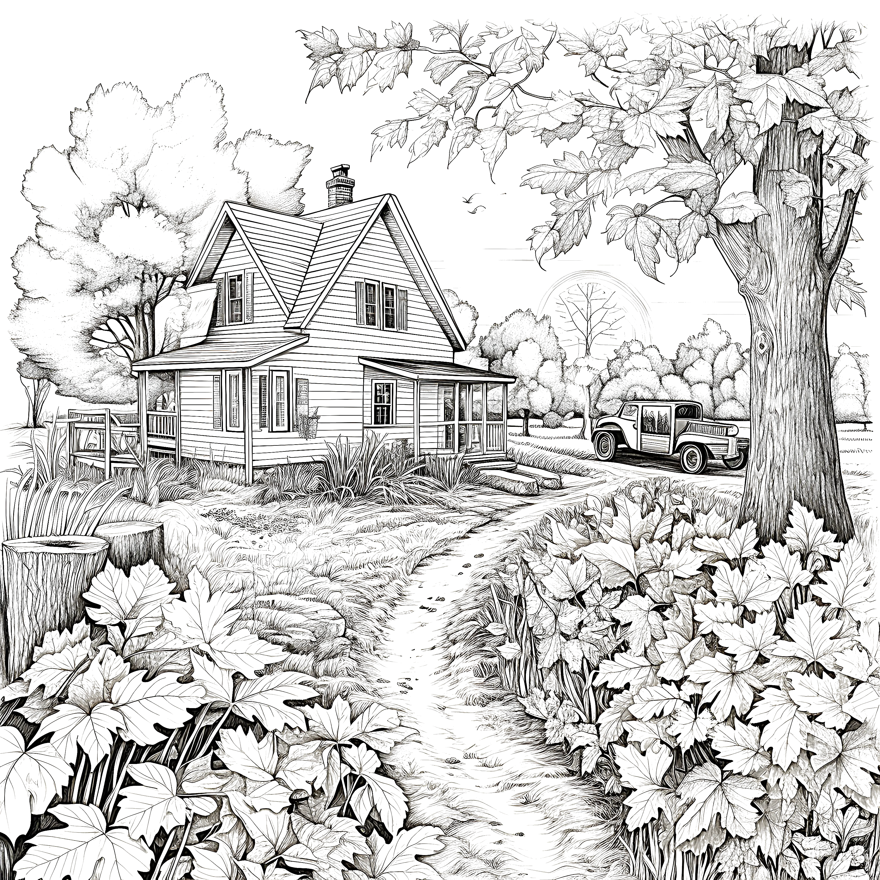 free country scene coloring pages