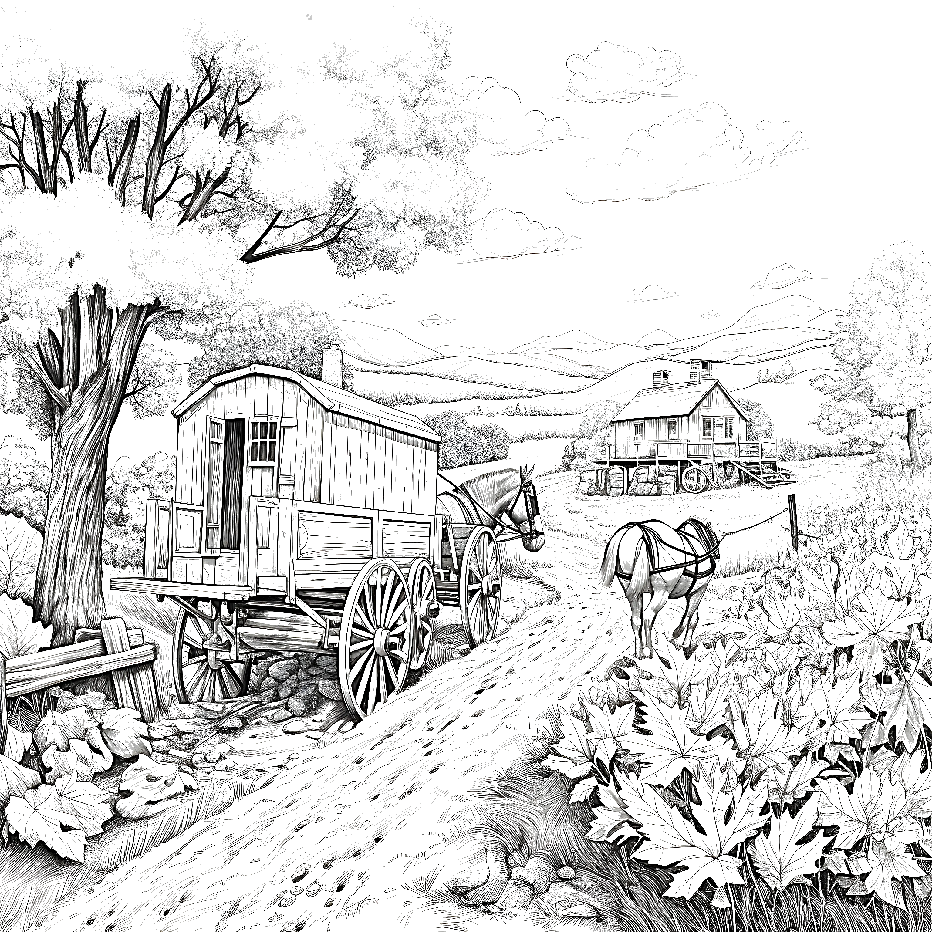 free country scene coloring pages