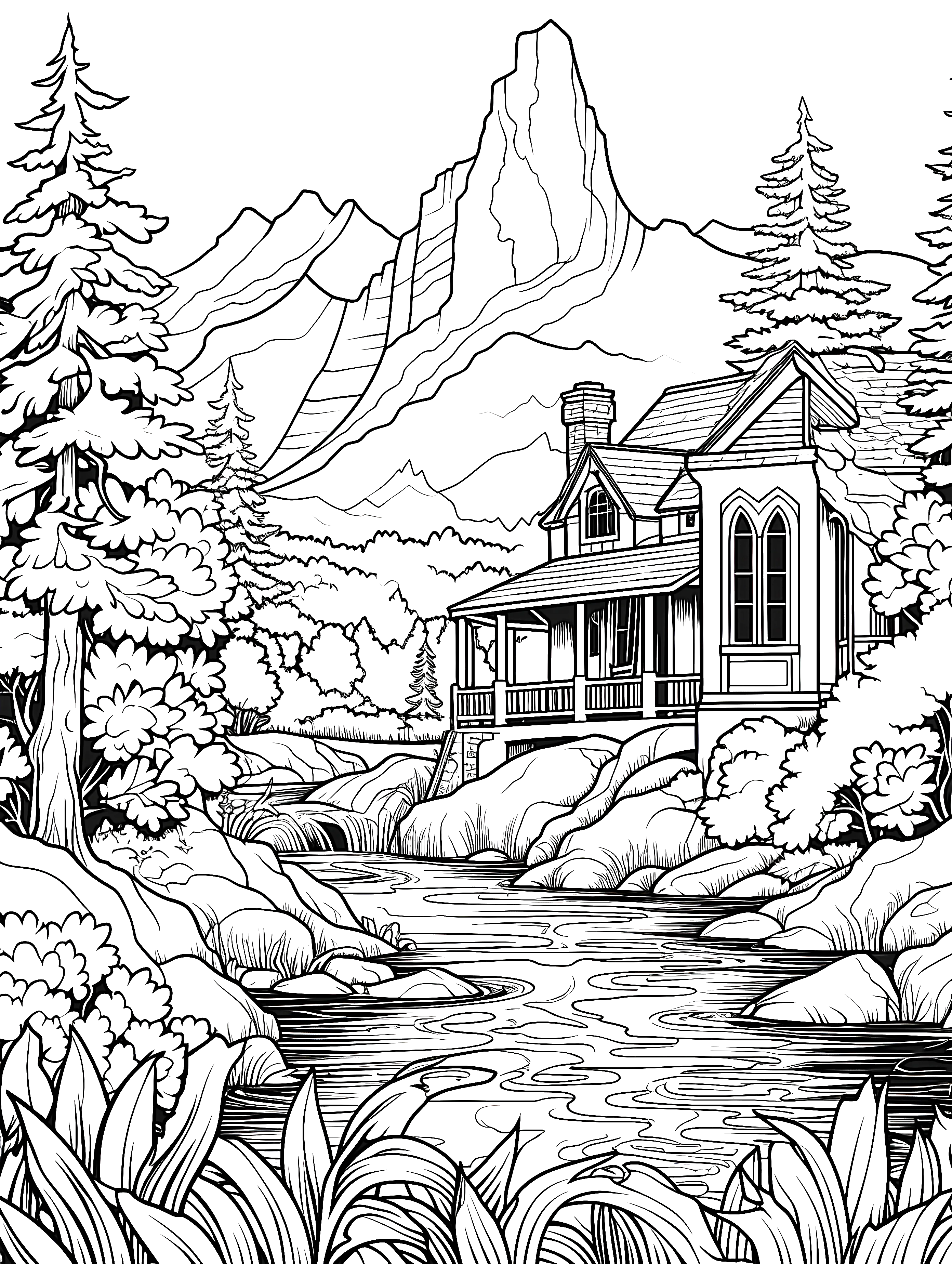 adult coloring pages mountains