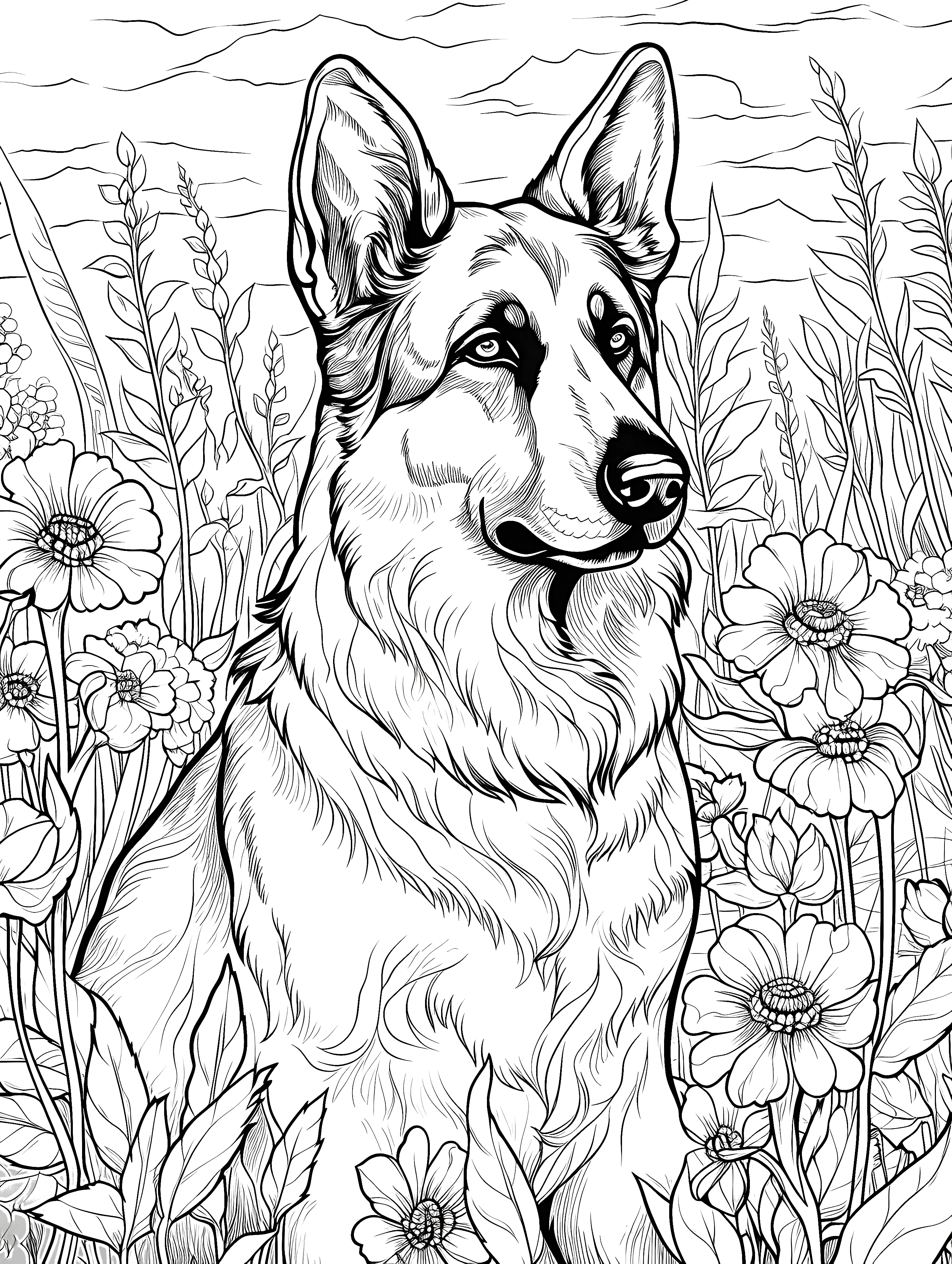 coloring page of german shepherd