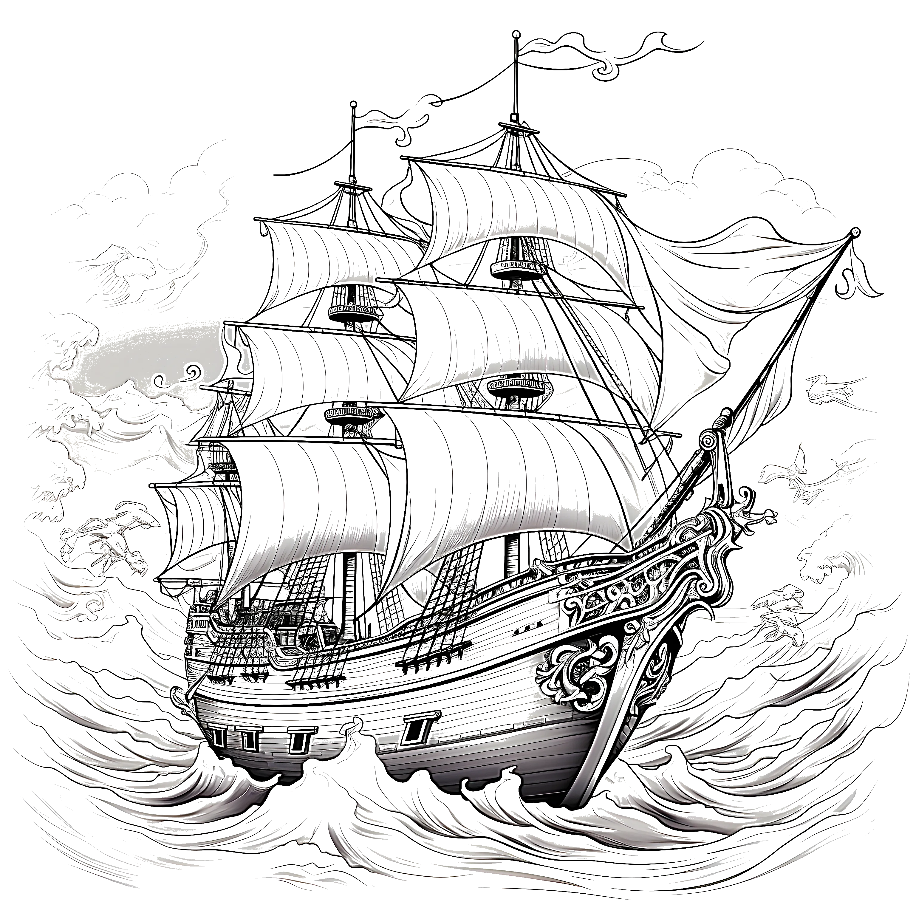 coloring pages of pirate ships