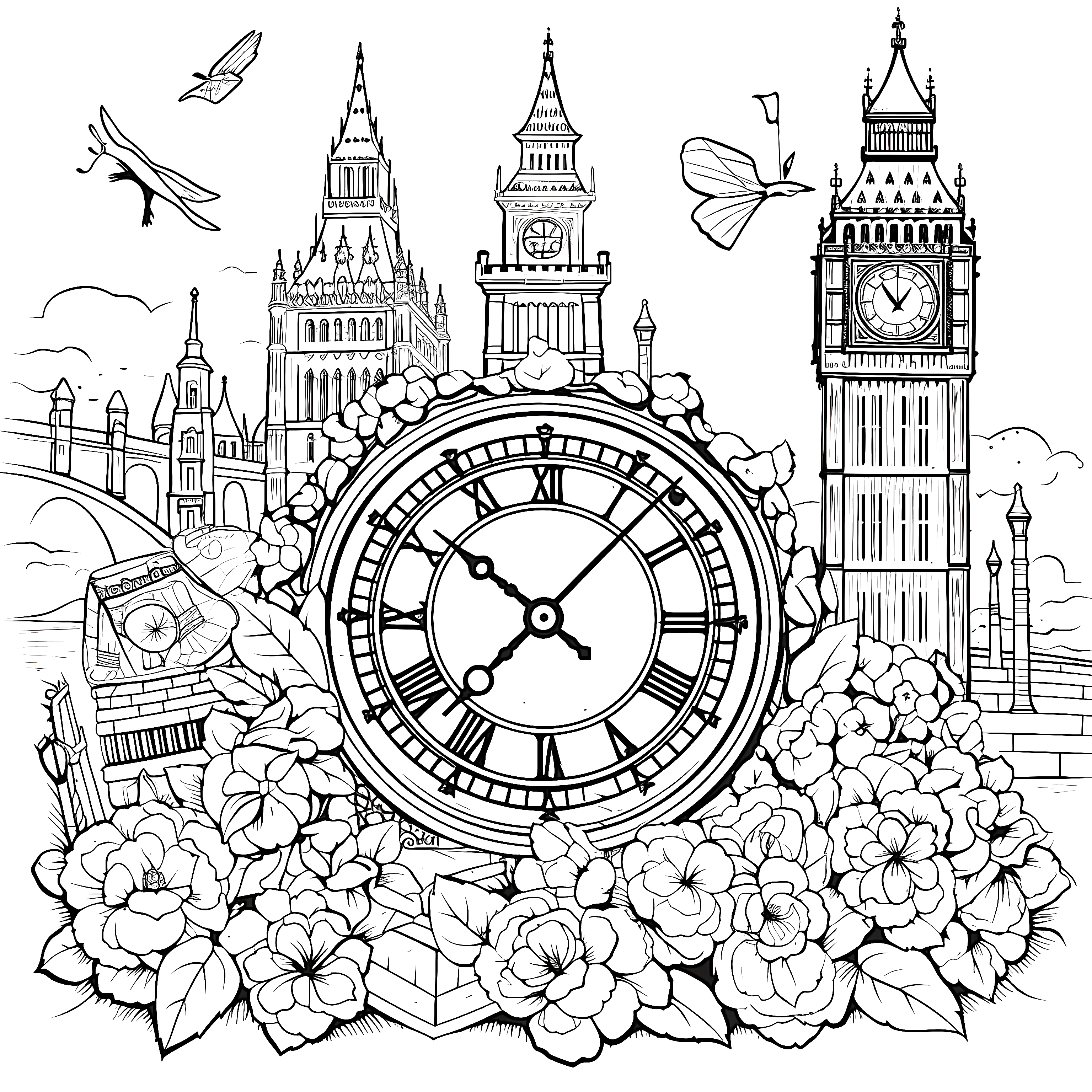 FREE Big Ben London Landmarks Coloring Page - Printable Download 🏰 ...