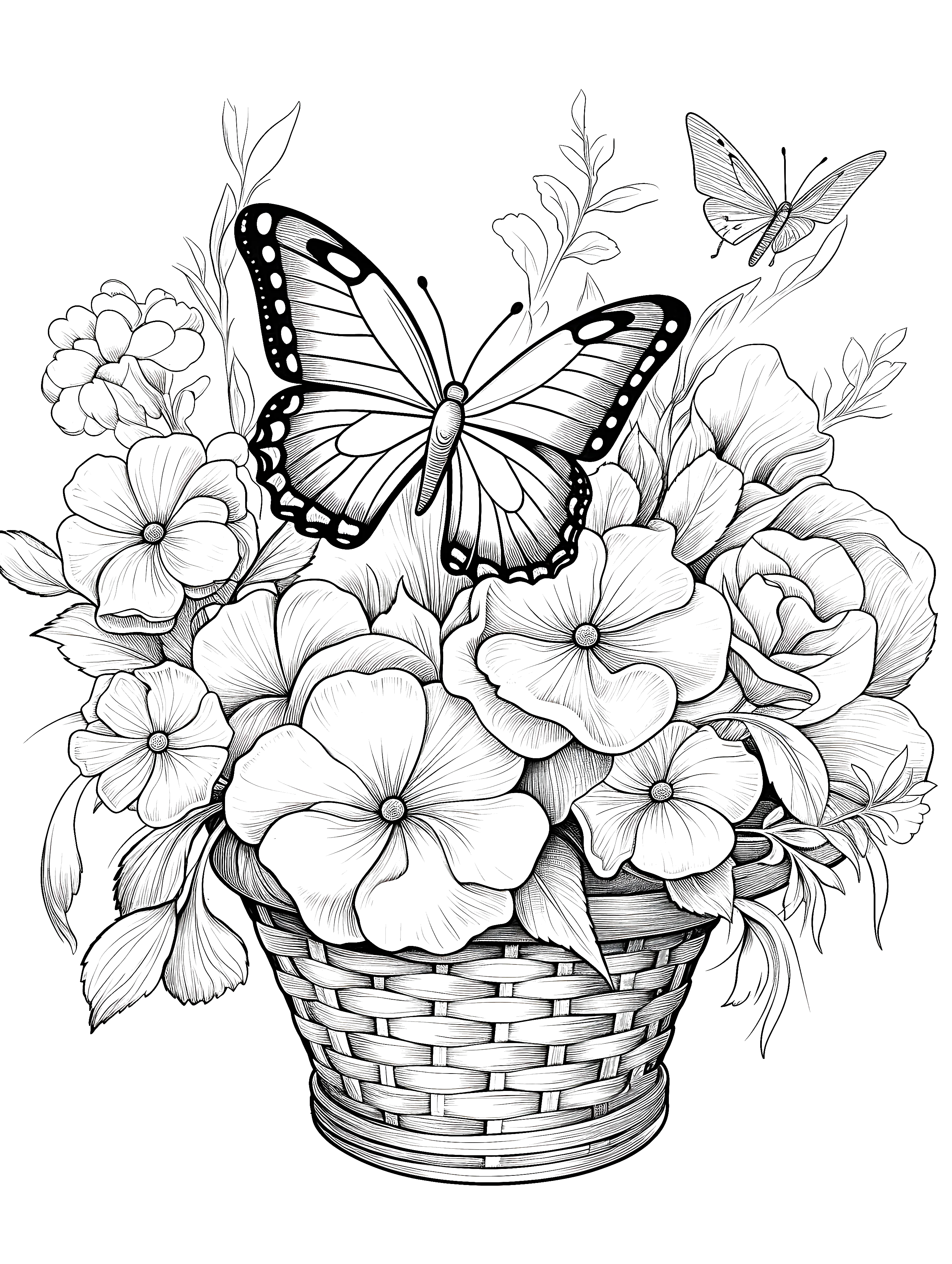 half butterfly half flower coloring pages