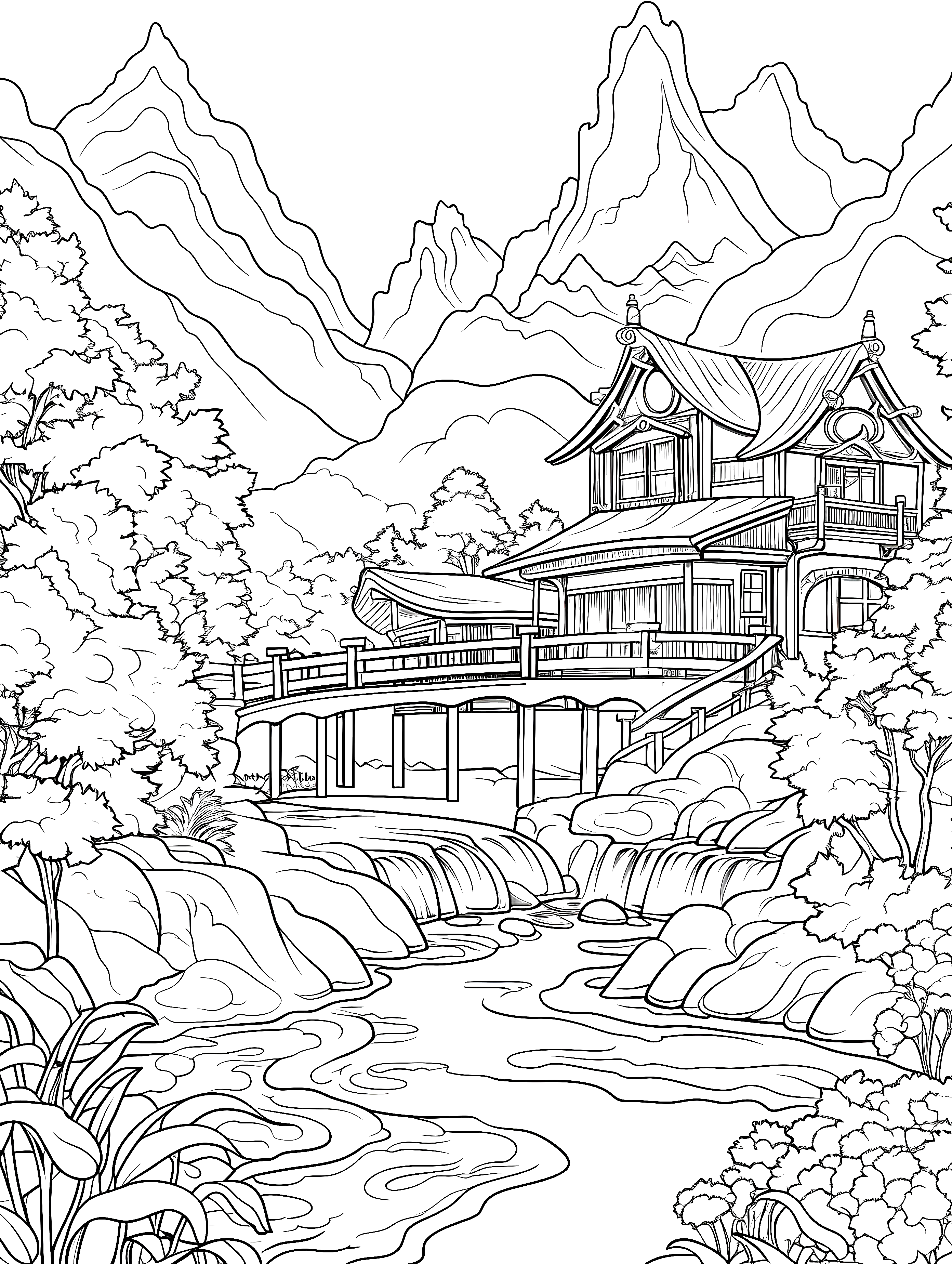 japanese garden coloring pages