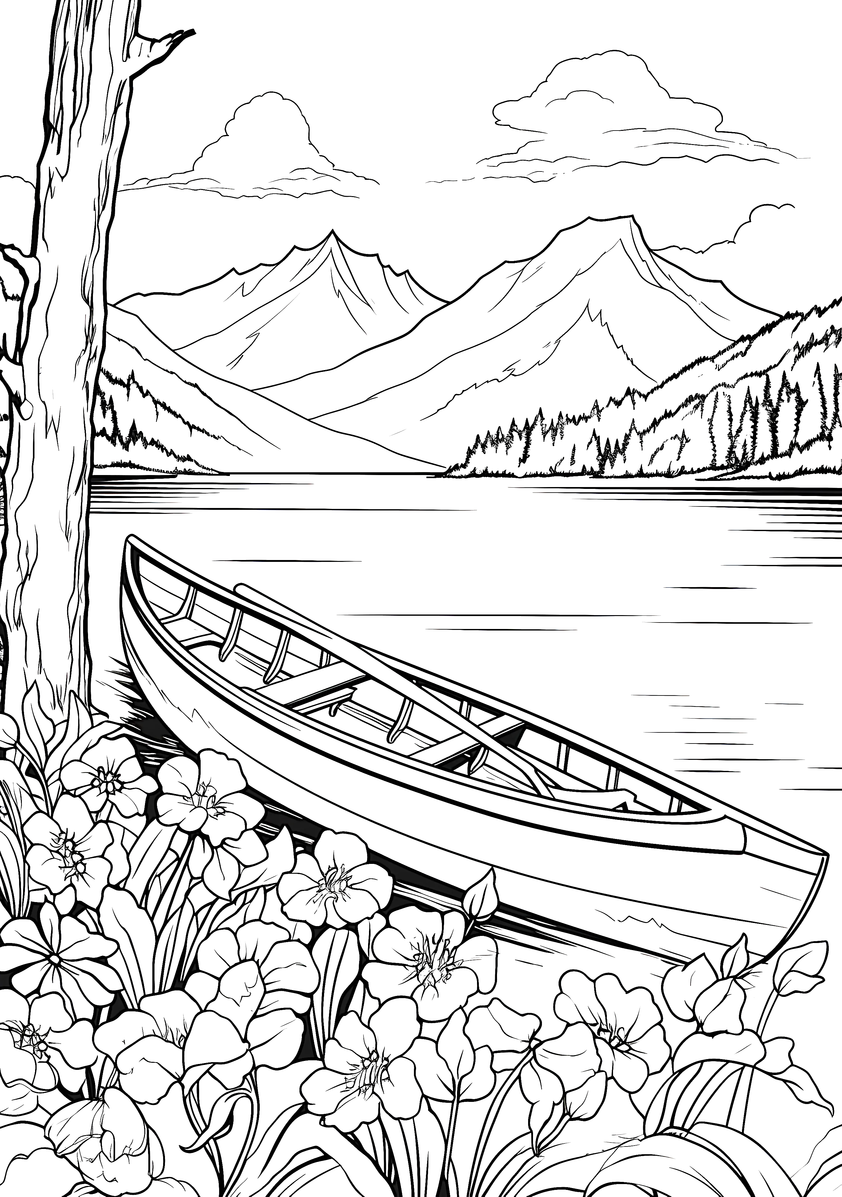 canoe coloring picture