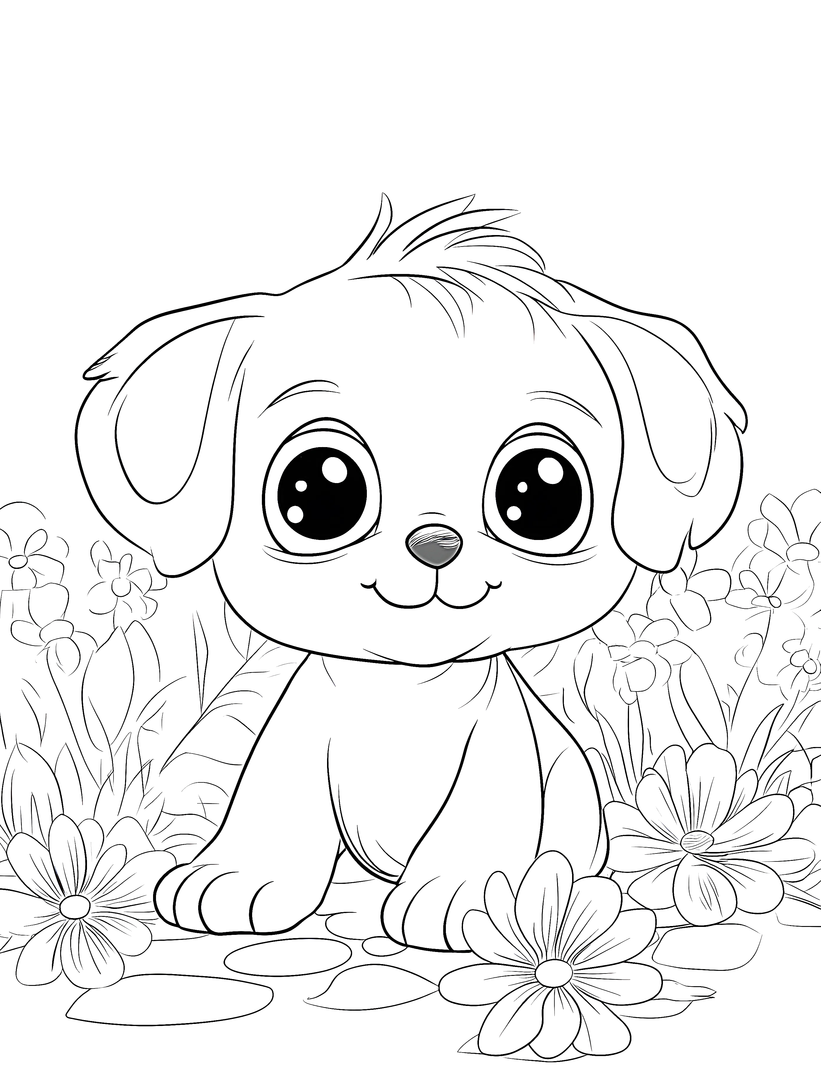 FREE Cute Puppy in Garden Coloring Page - Printable Download 🐾 ...