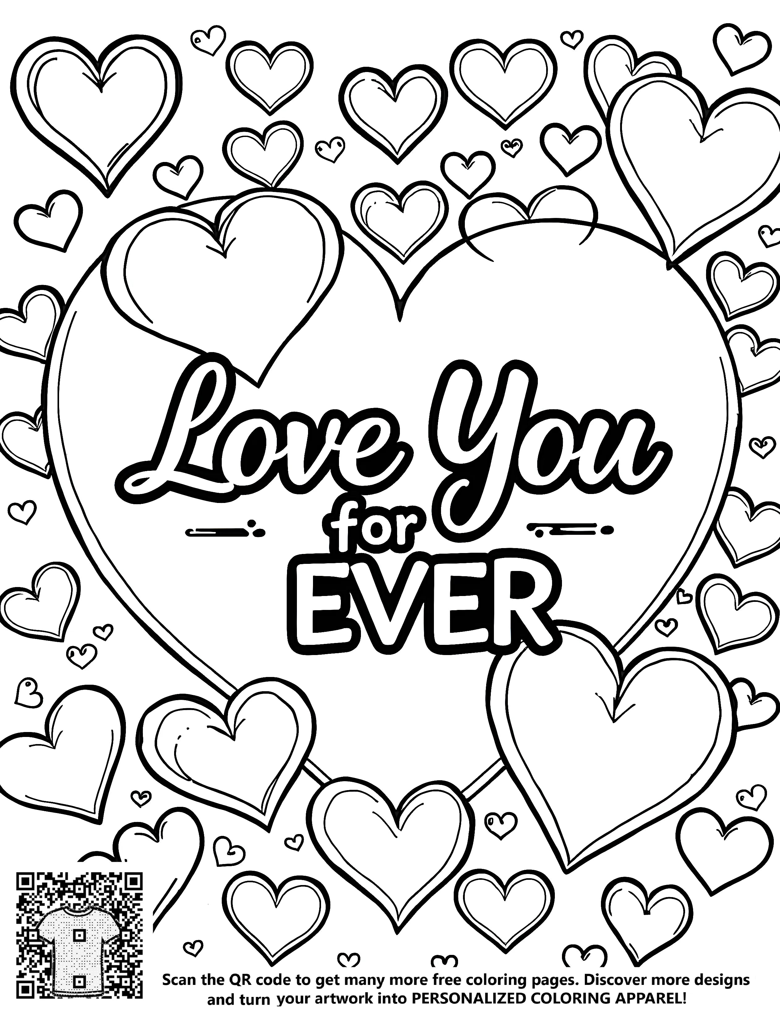 FREE Love You for Ever Hearts Coloring Page - Printable Valentine's Da ...