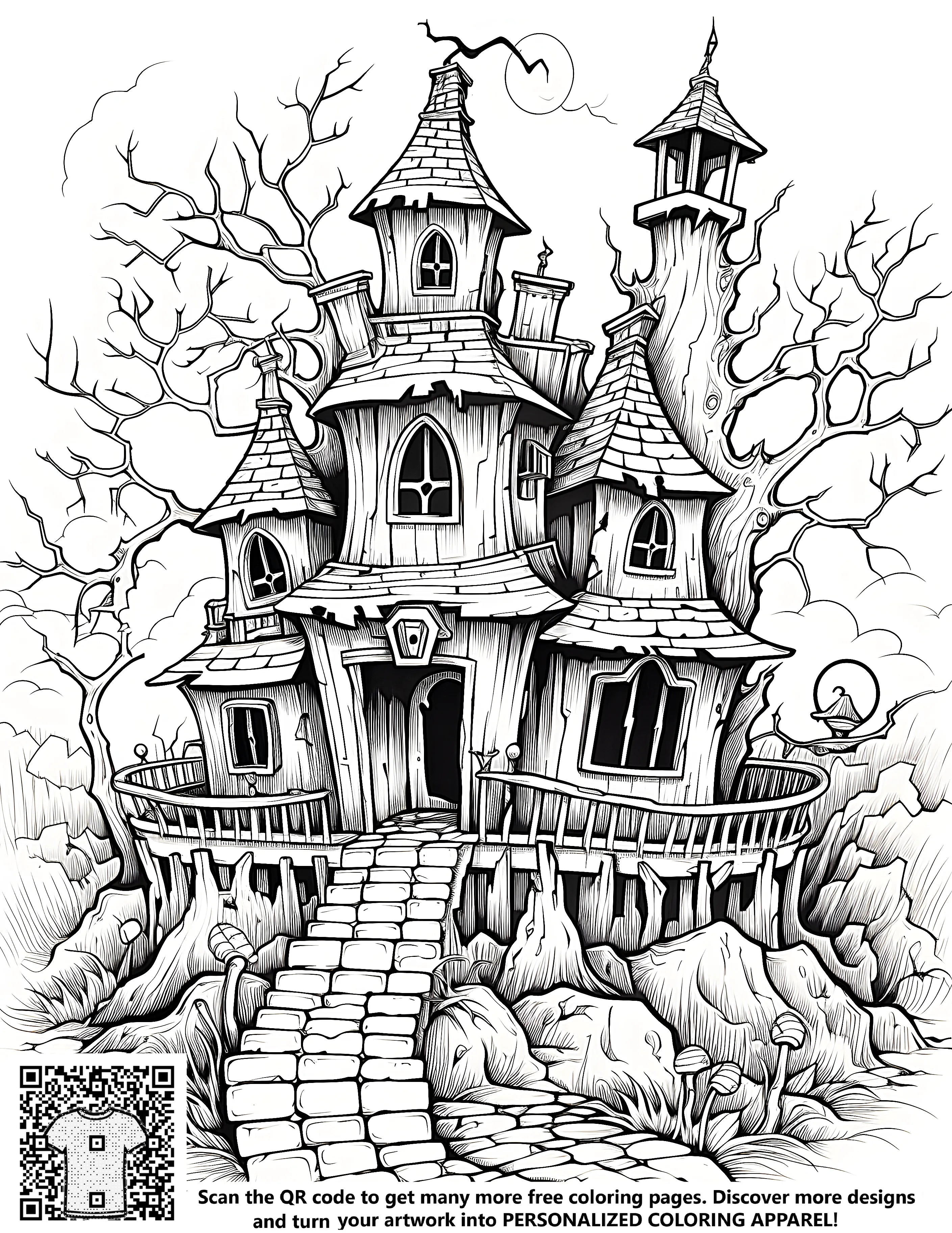Free Spooky House Coloring Page PDF | DaVinci in You – Davinci in You