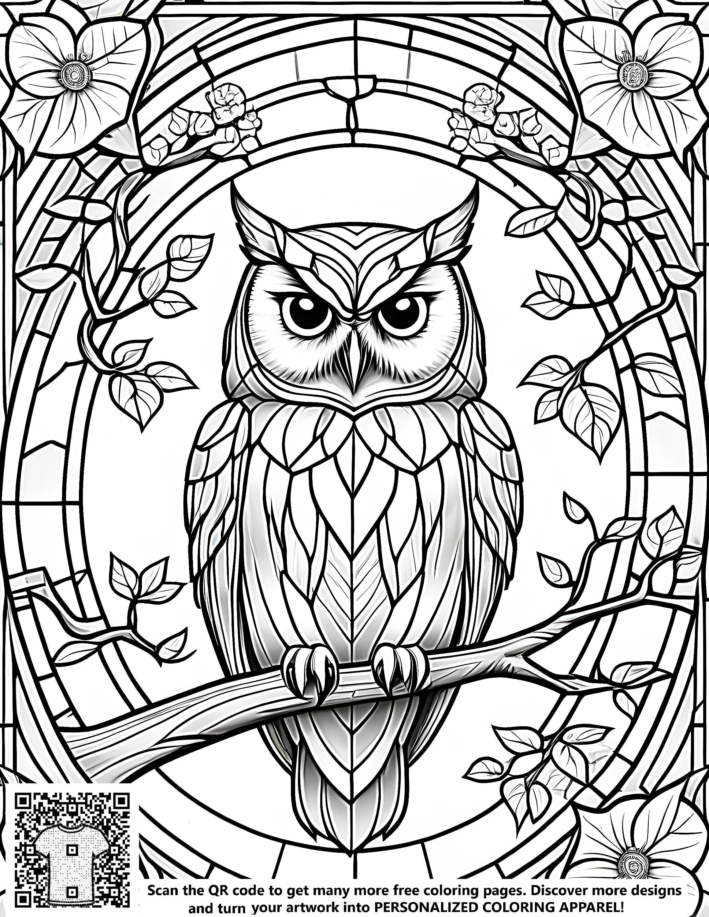 FREE Owl Stained Glass Coloring Page Printable – Davinci in You