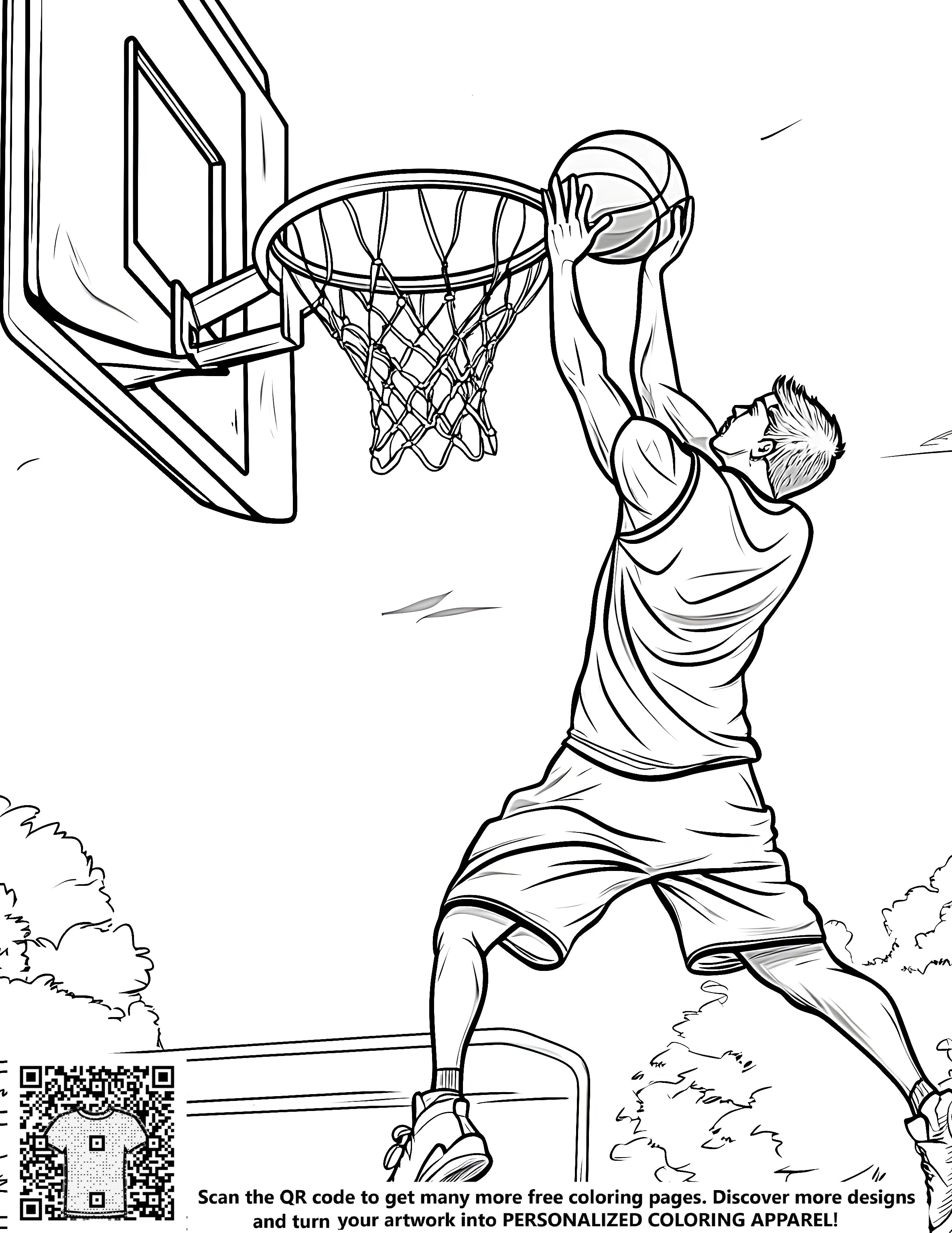 FREE Basketball Slam Dunk Coloring Page - Download NOW – Davinci in You