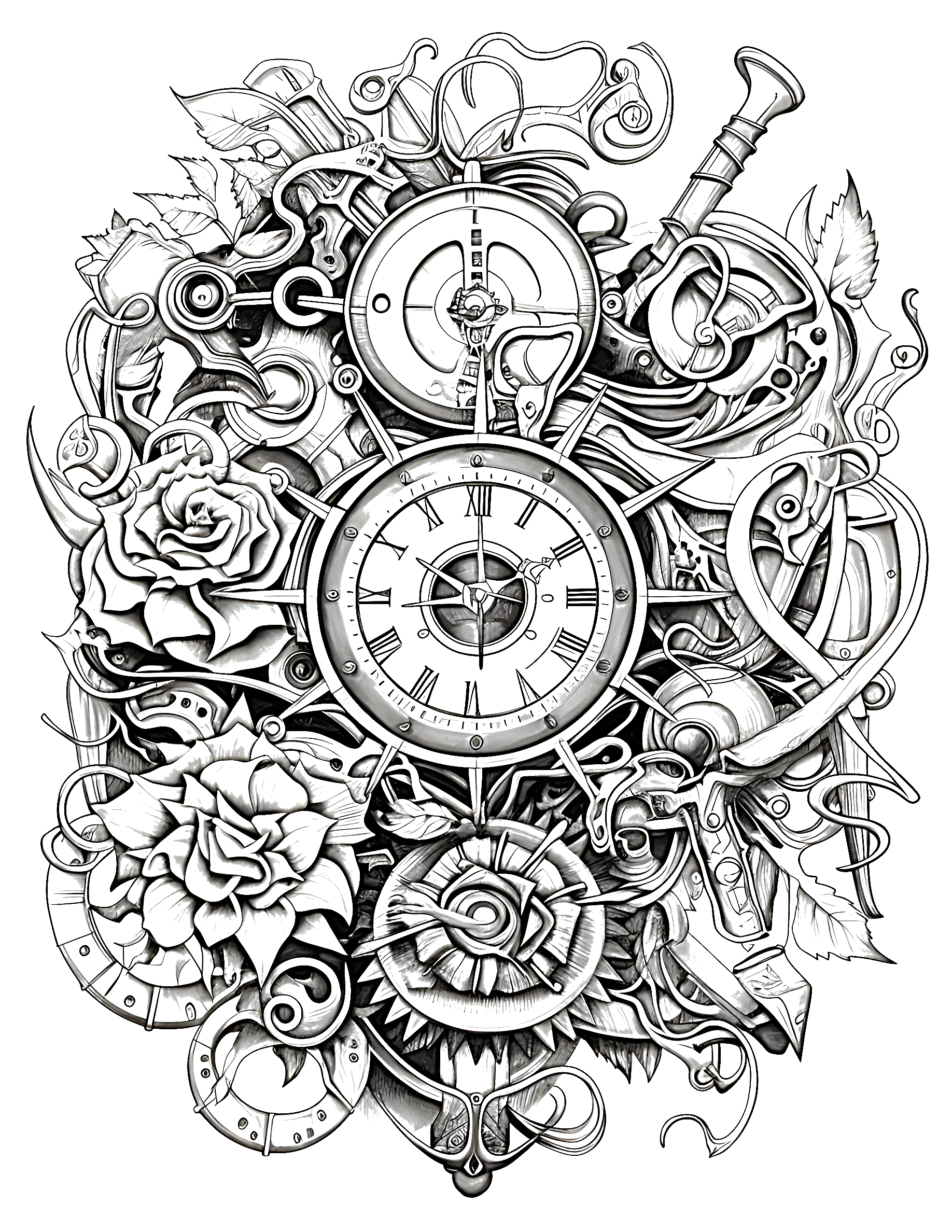 FREE Steampunk Clock Coloring Page Download NOW 🖌️ – Davinci in You