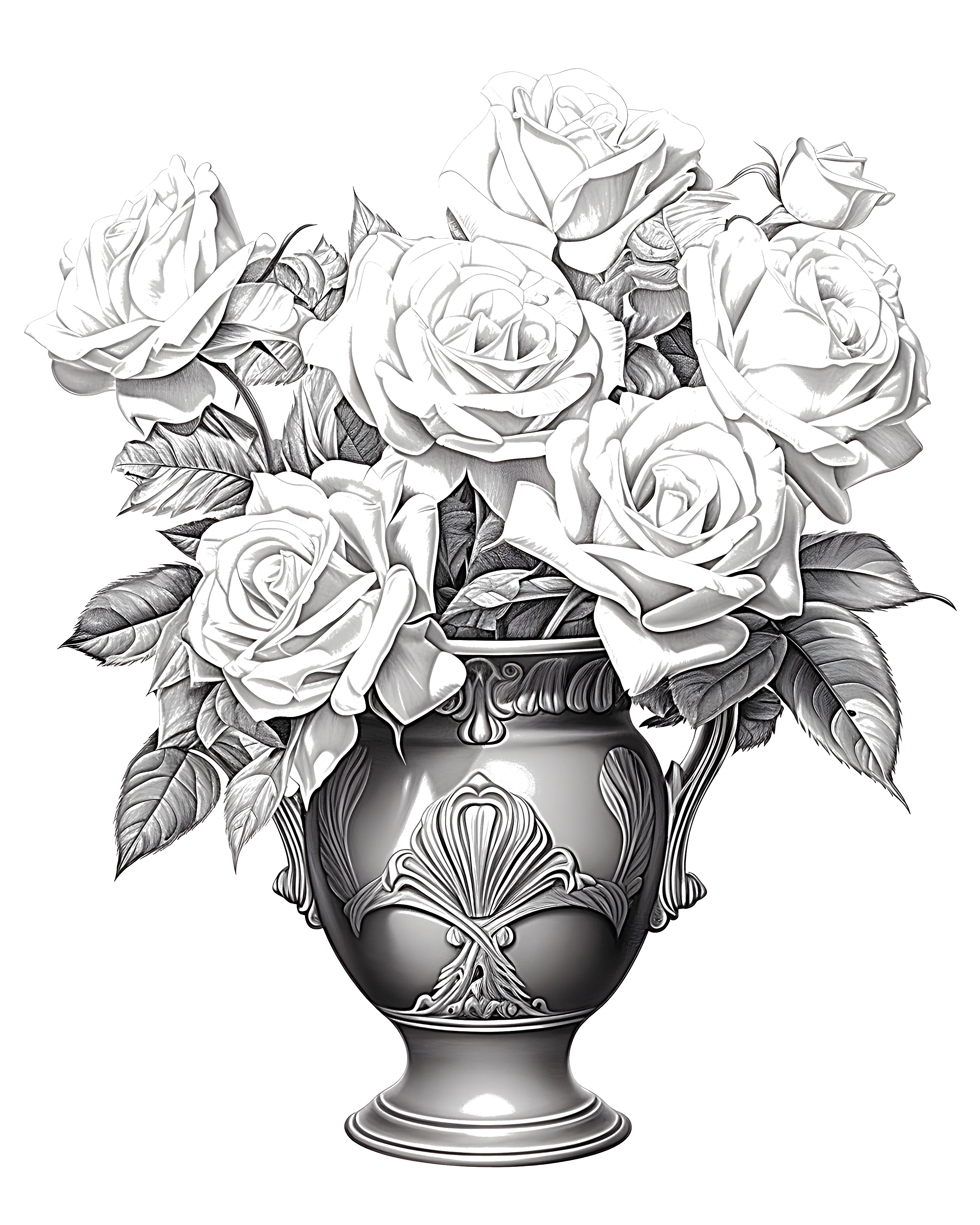 Free Roses in Vase Coloring Page (Printable PDF) | DaVinci in You ...