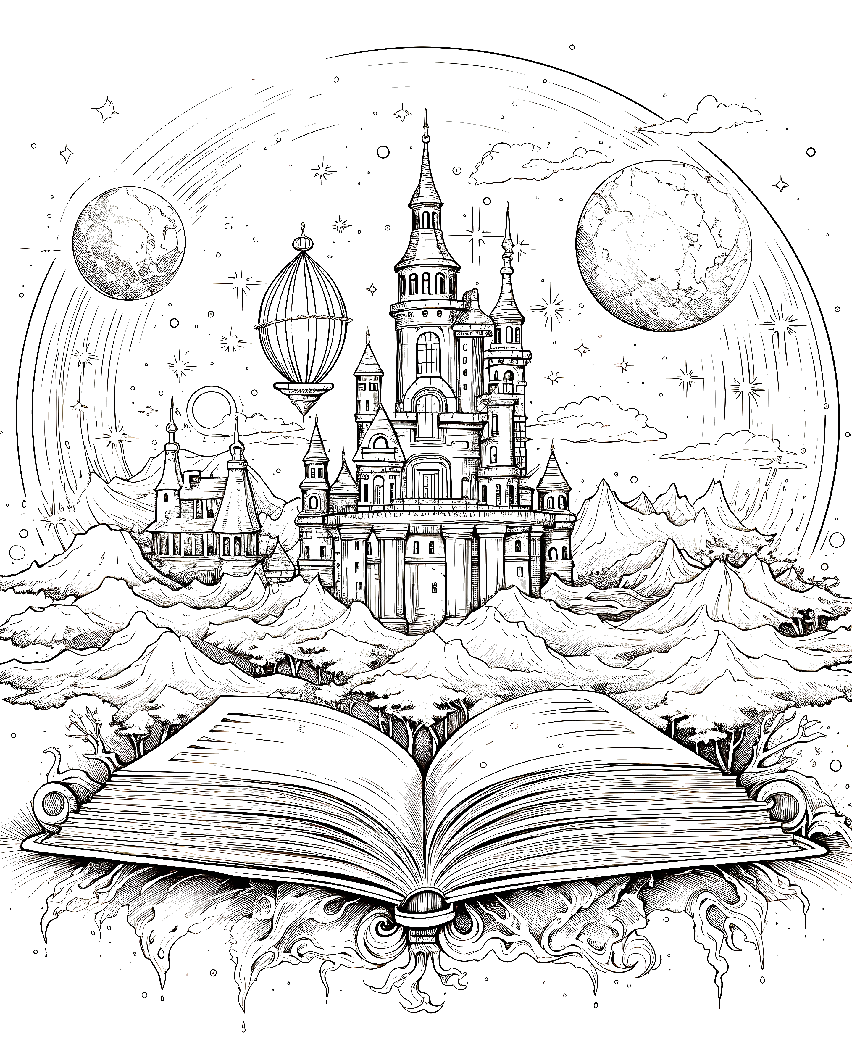 enchanted castle coloring pages