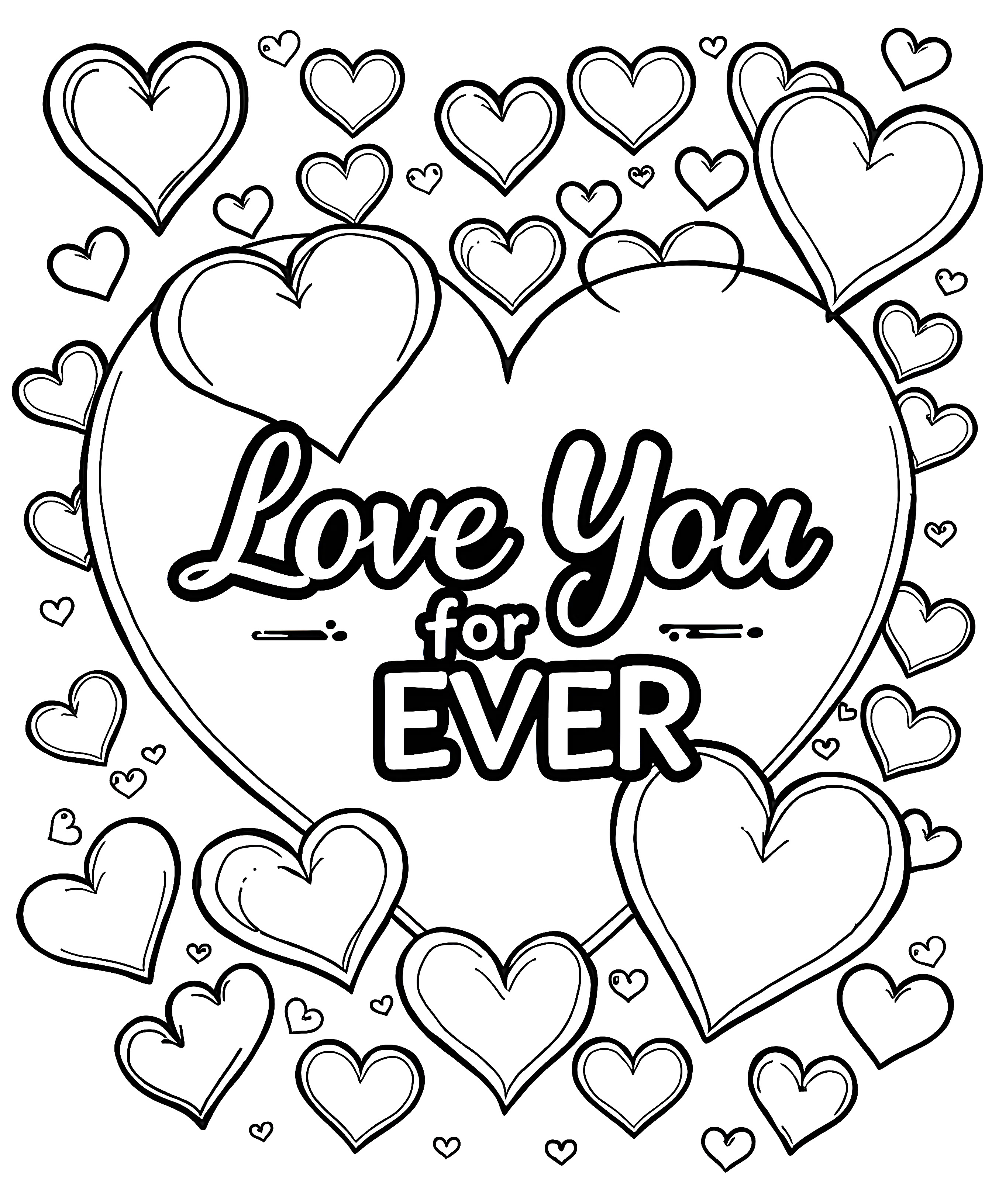 FREE Love You for Ever Hearts Coloring Page - Printable Valentine's Da ...