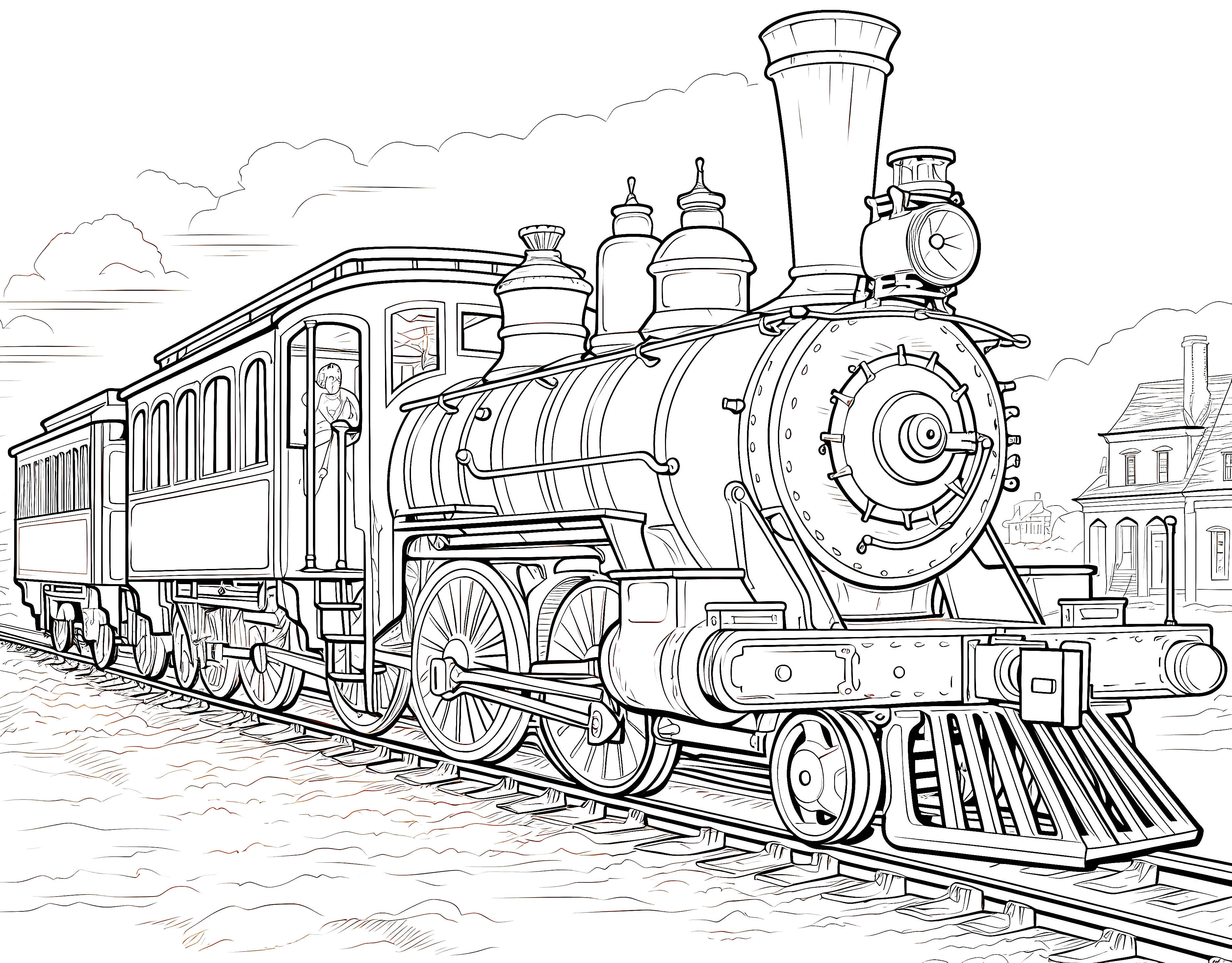 FREE Classic Steam Train Coloring Page - Printable Download 🛞 – Davinci ...