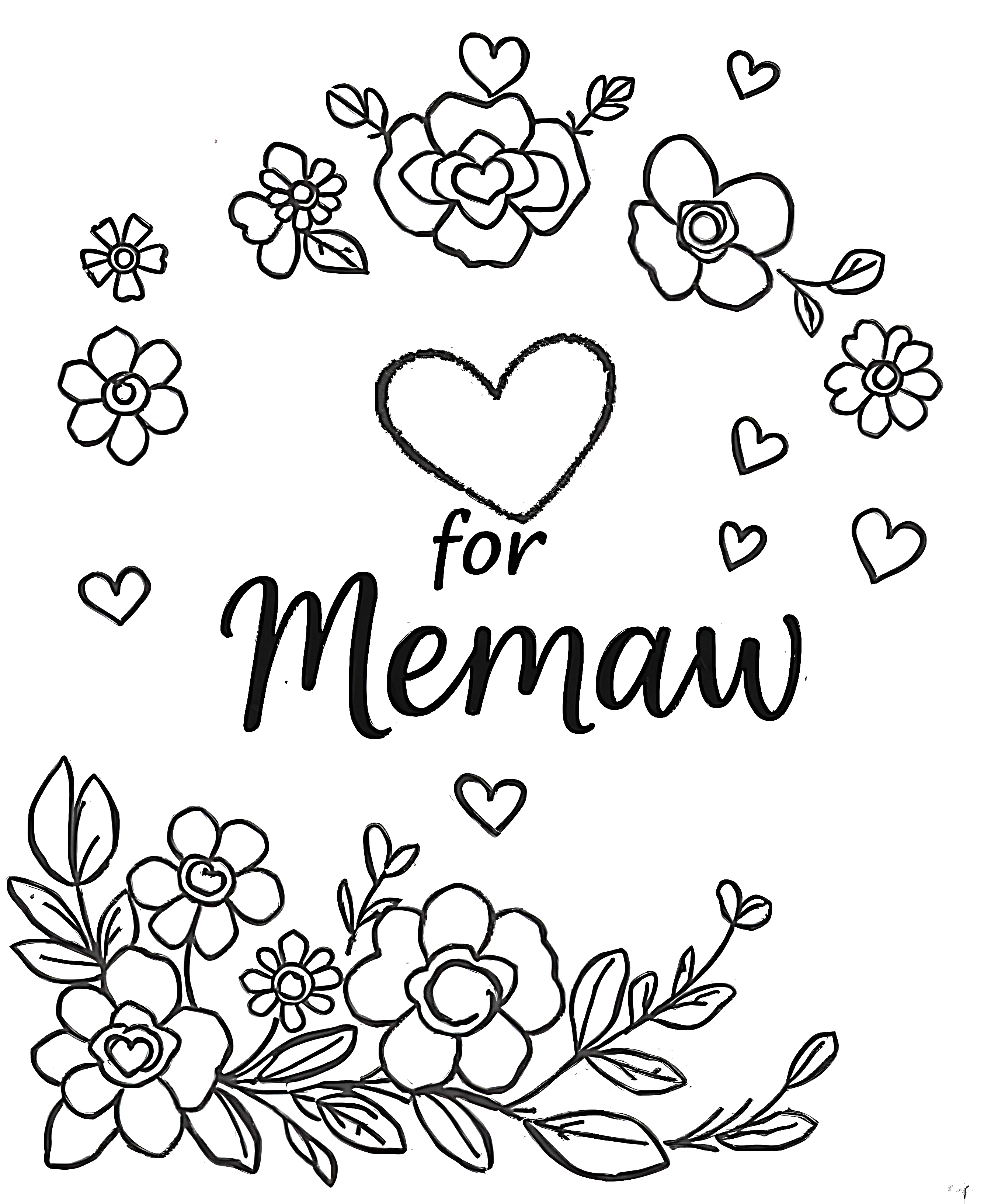 FREE Floral Heart Design Coloring Page for Memaw - Download NOW 🎂 ...