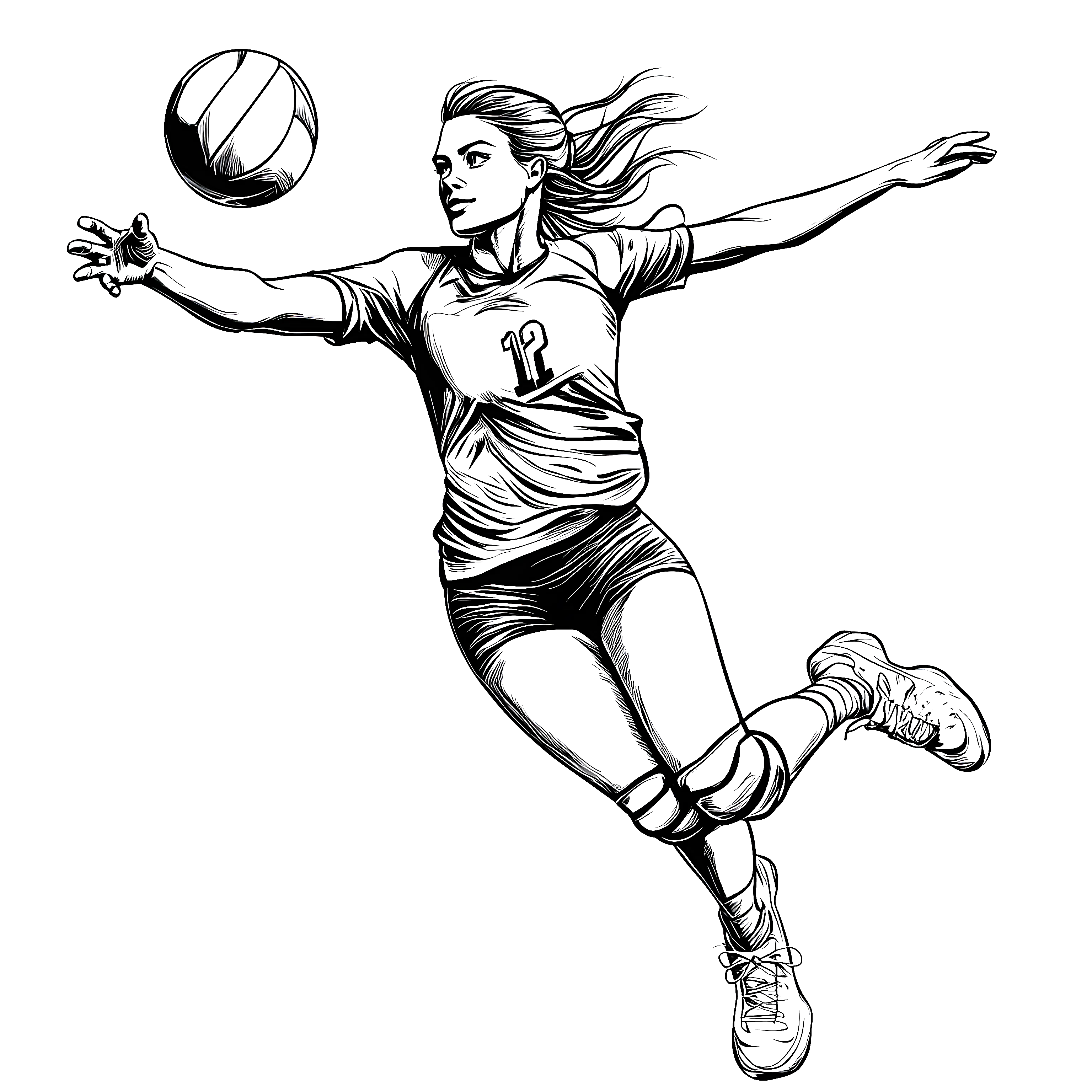FREE Volleyball Player Coloring Page - Printable Dynamic Sports Illust ...