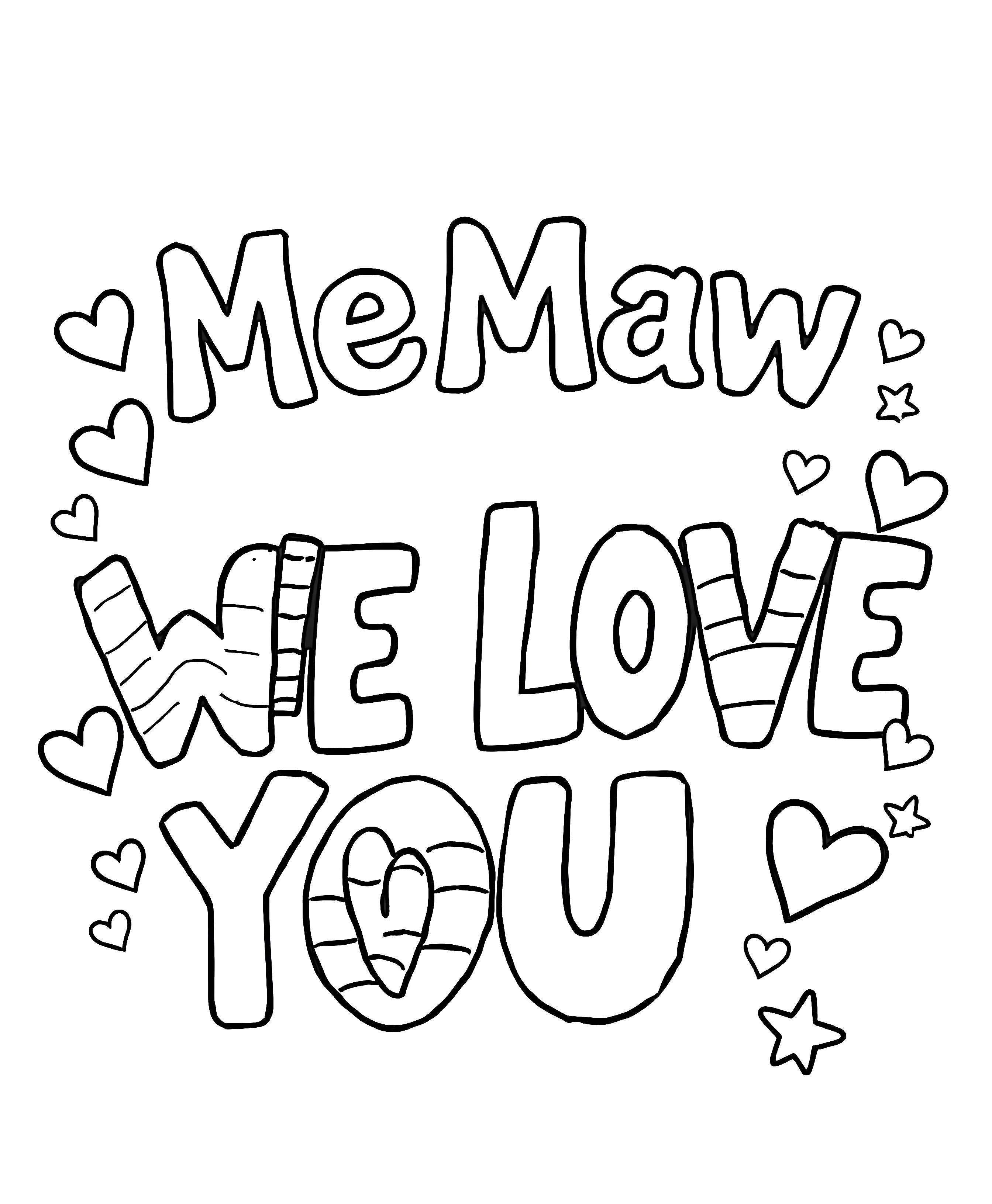FREE Me Maw We Love You Coloring Page - Download NOW 🎂 – Davinci in You