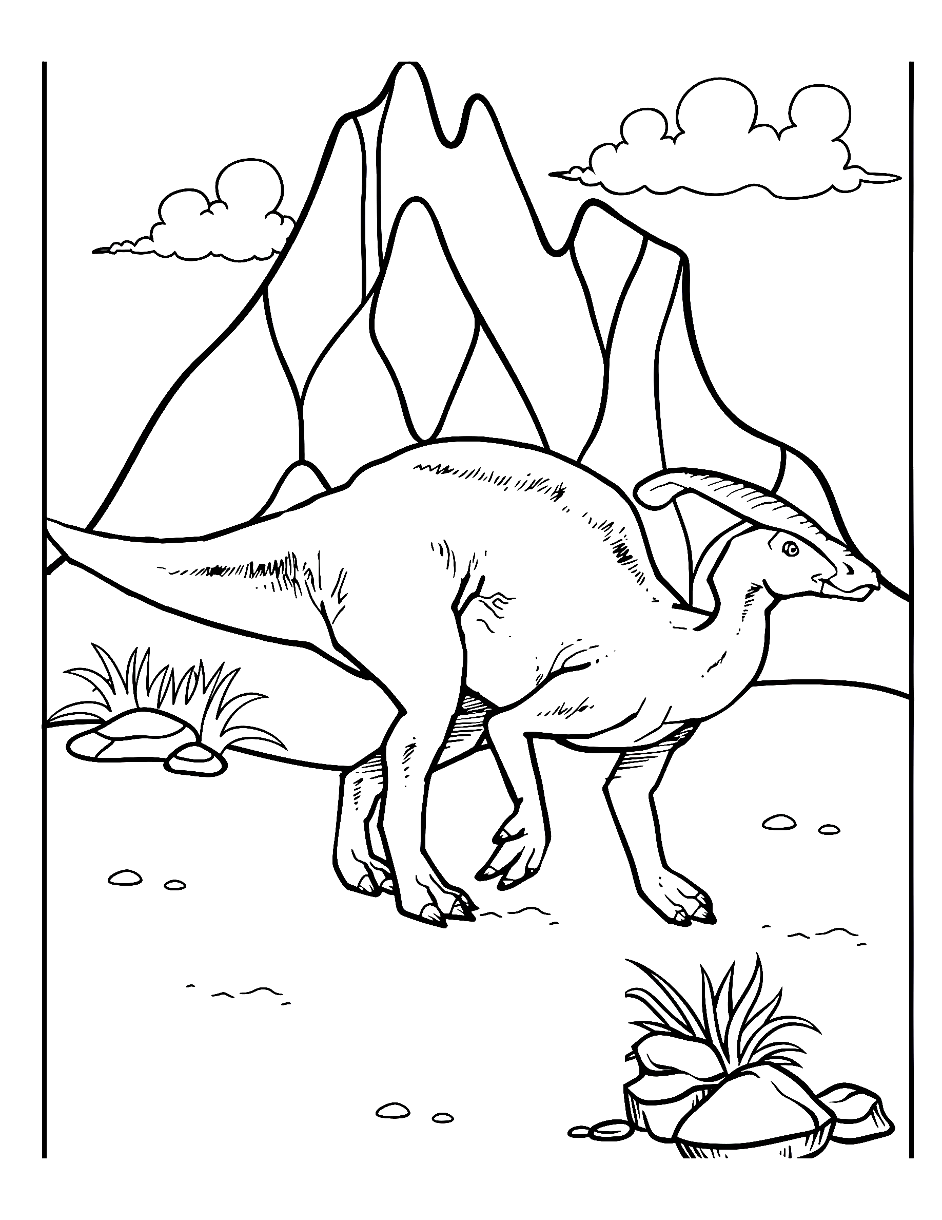 FREE Dinosaur Coloring Page - Printable Prehistoric Landscape Download ...