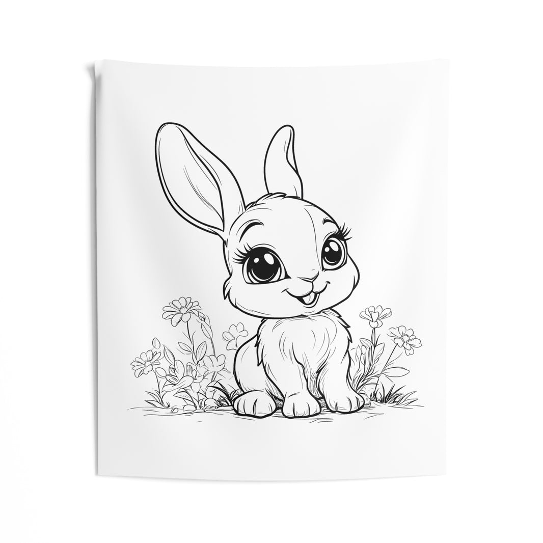 FREE Bunny Coloring Page - Adorable Cartoon Bunny Among Flowers - Prin ...