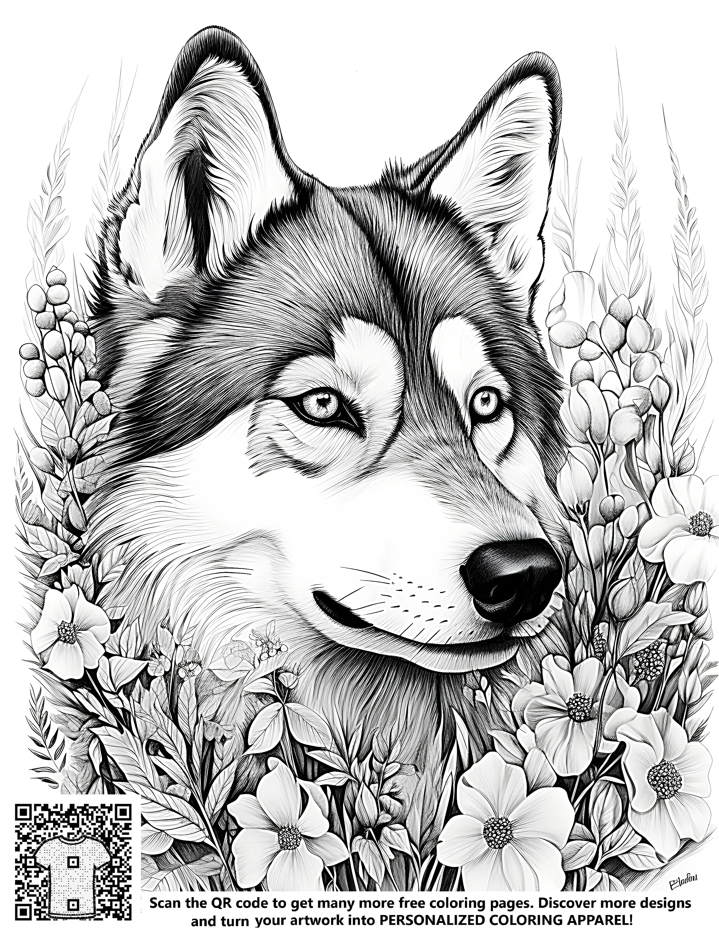 Free Wolf amidst Nature Coloring Page PDF – Davinci in You