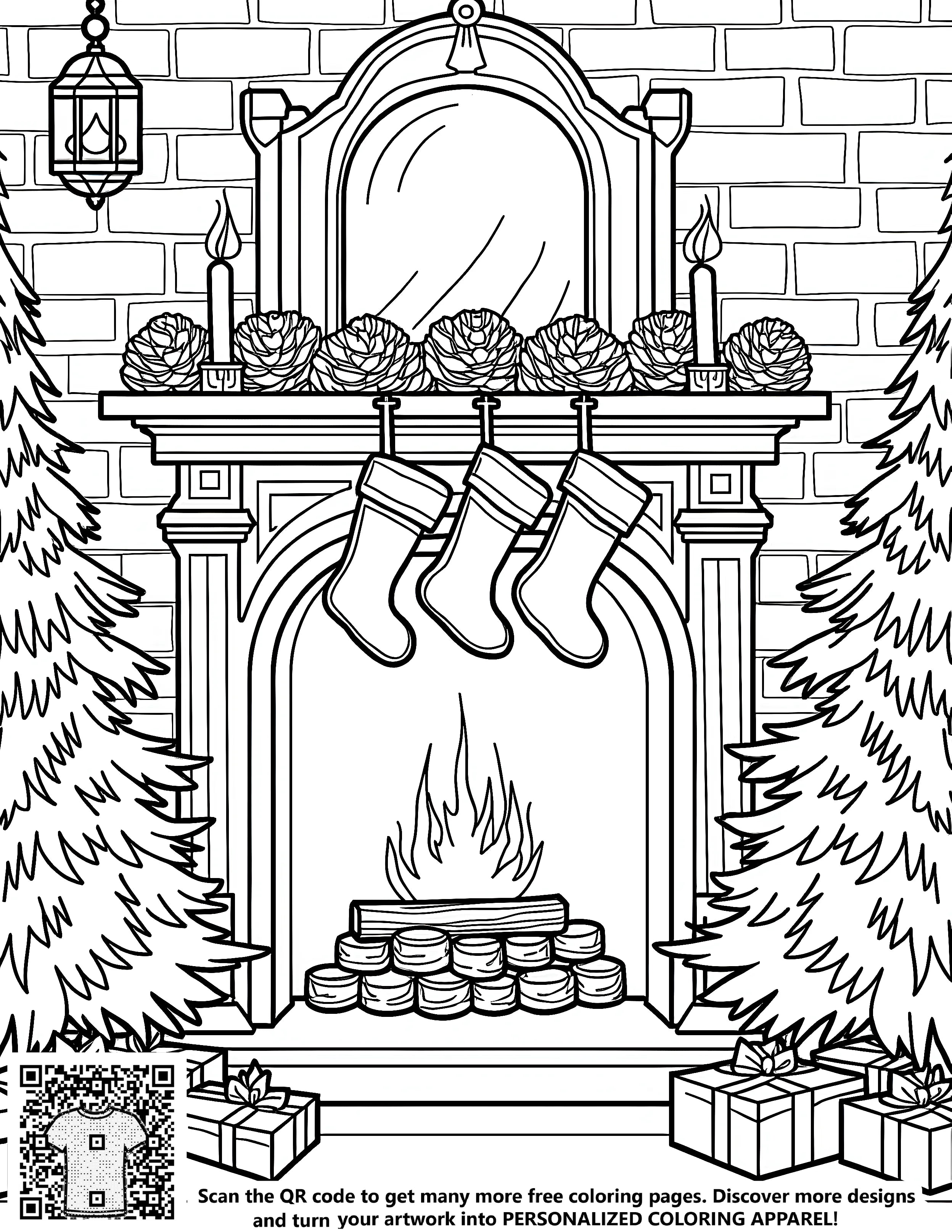 FREE Cozy Christmas Scene Coloring Page - Printable Holiday Atmosphere ...