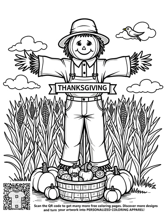 FREE Thanksgiving Scarecrow Coloring Page Download 🎂 – Davinci in You