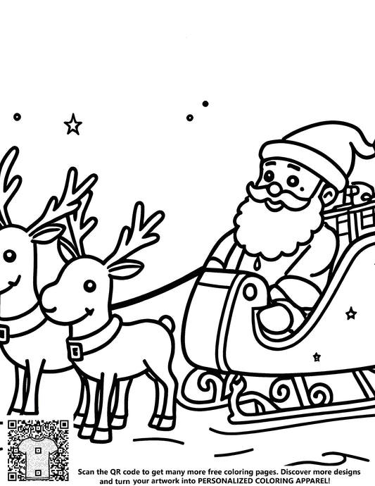 FREE Santa Claus Sleigh Ride Coloring Page Download 🎂 – Davinci in You