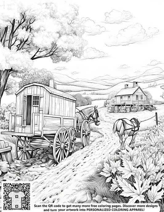 countryside scenery coloring pages for adults