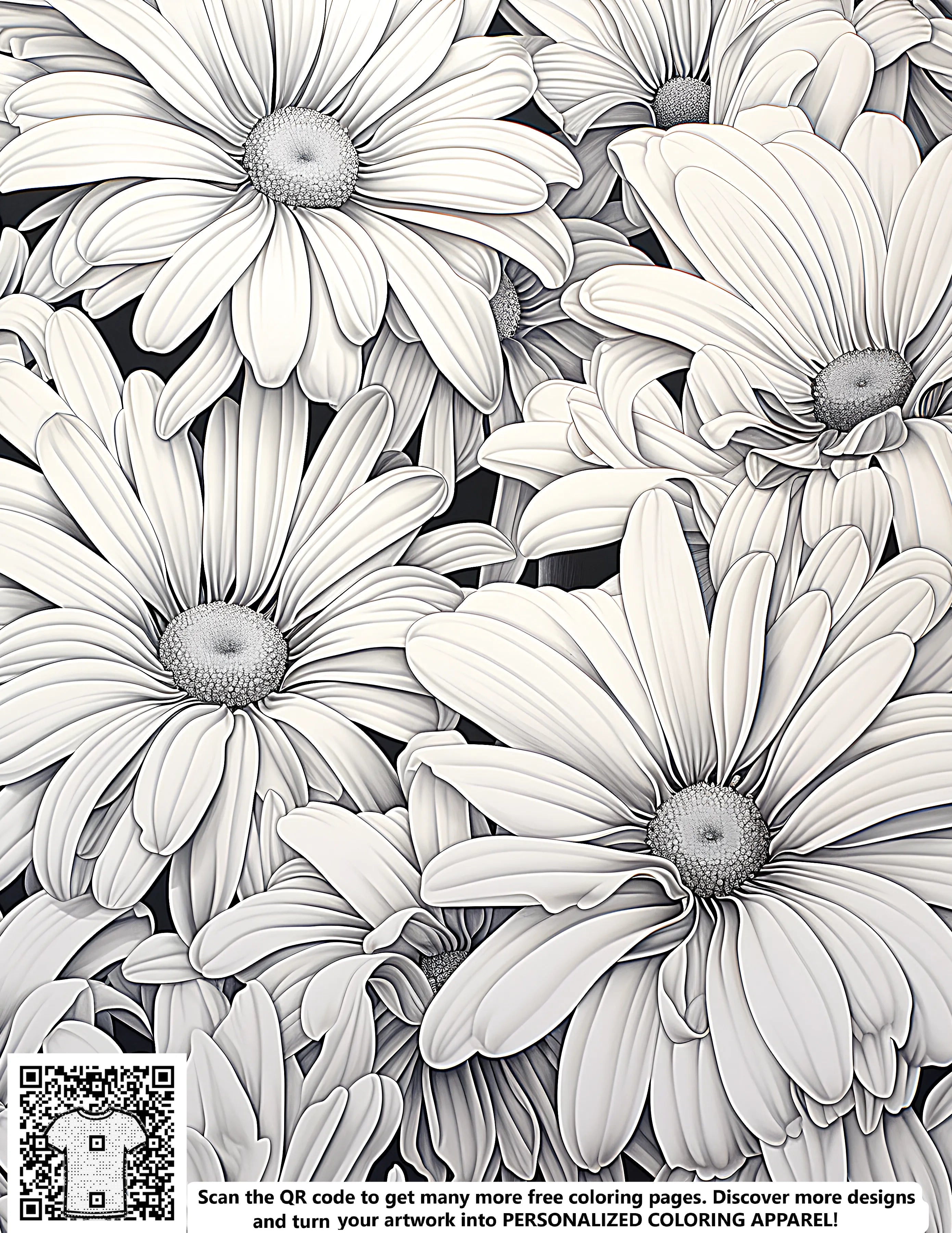 FREE Daisy Coloring Page - Intricate Black and White Floral Design Dow ...
