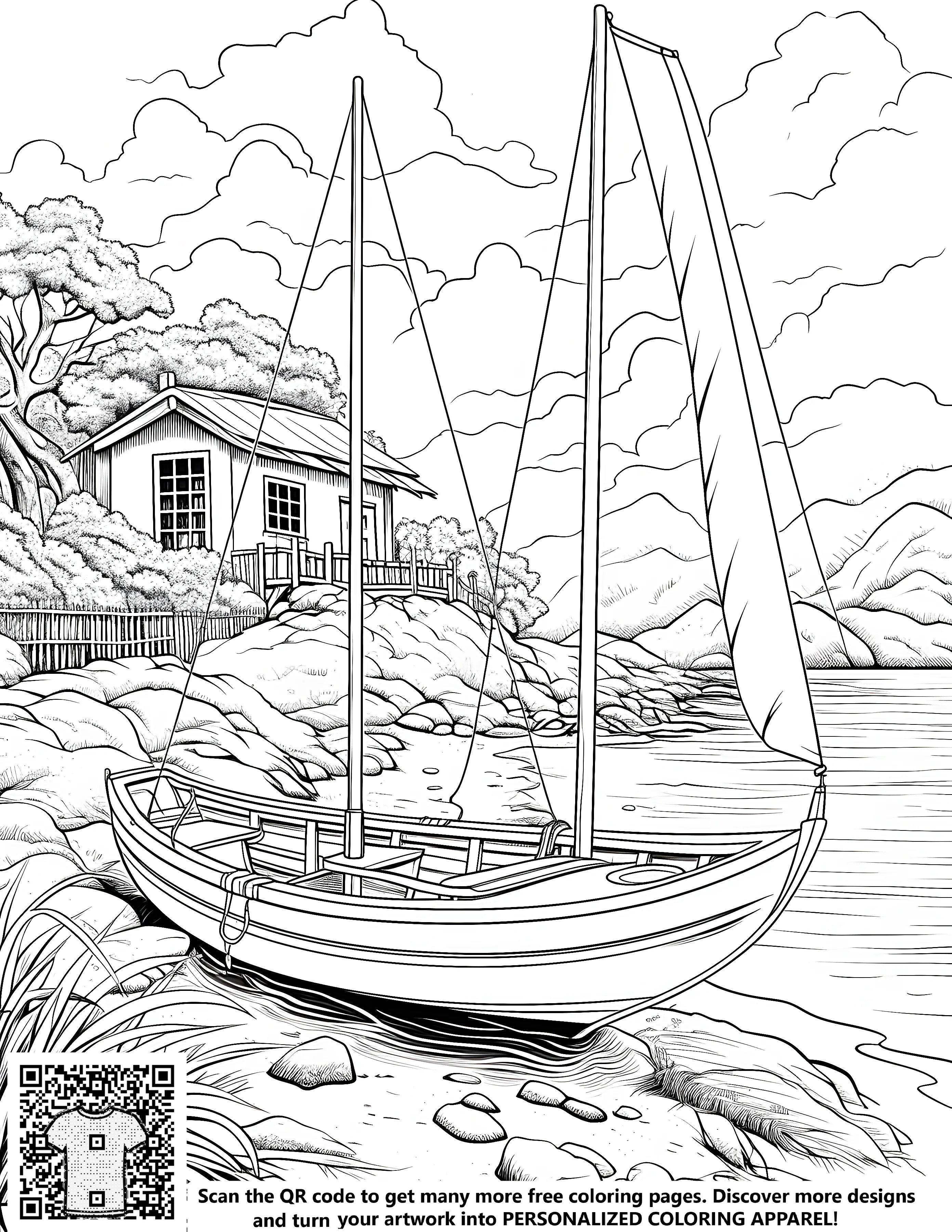 Free Riverside House Coloring Page PDF | DaVinci in You – Davinci in You