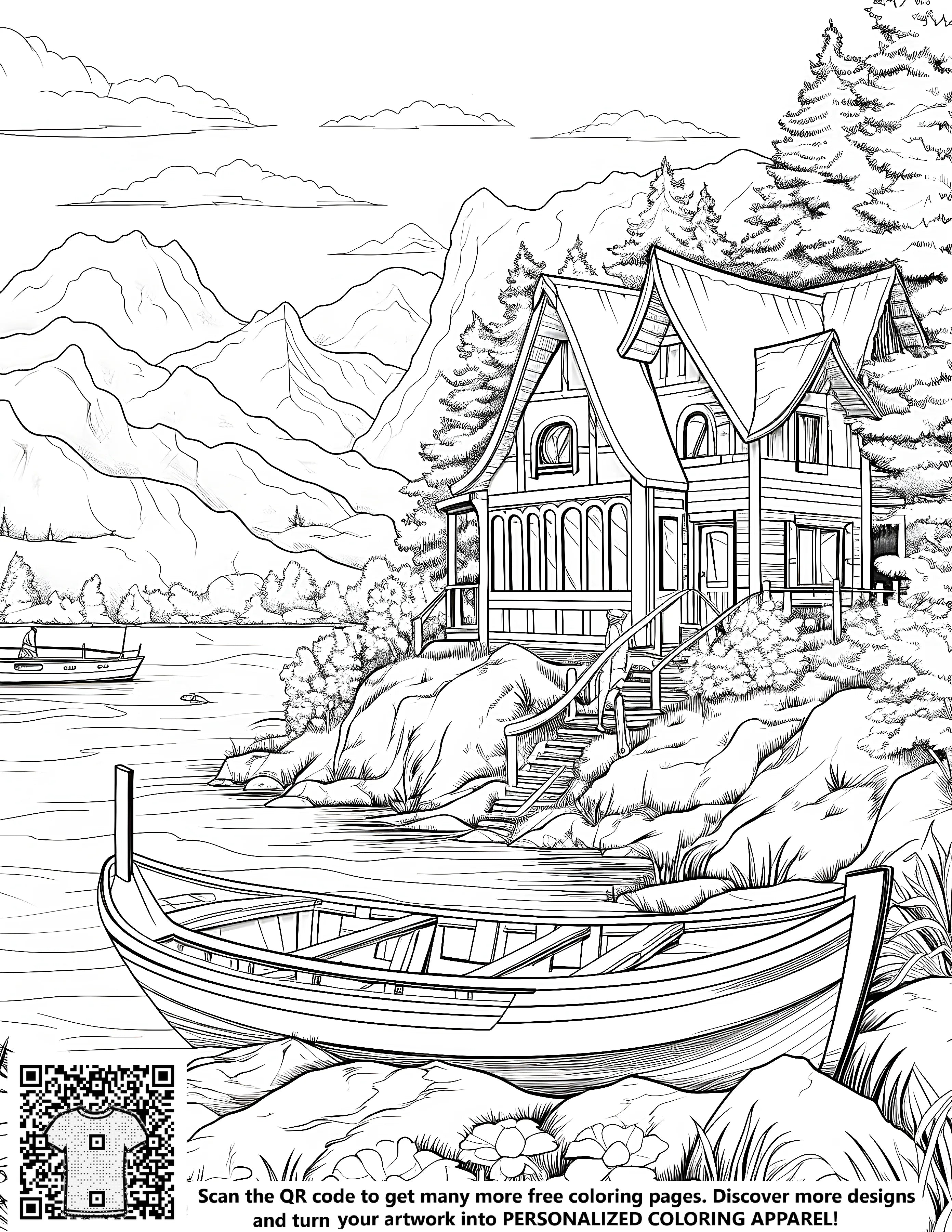 Free Lake House Coloring Page PDF | DaVinci in You – Davinci in You