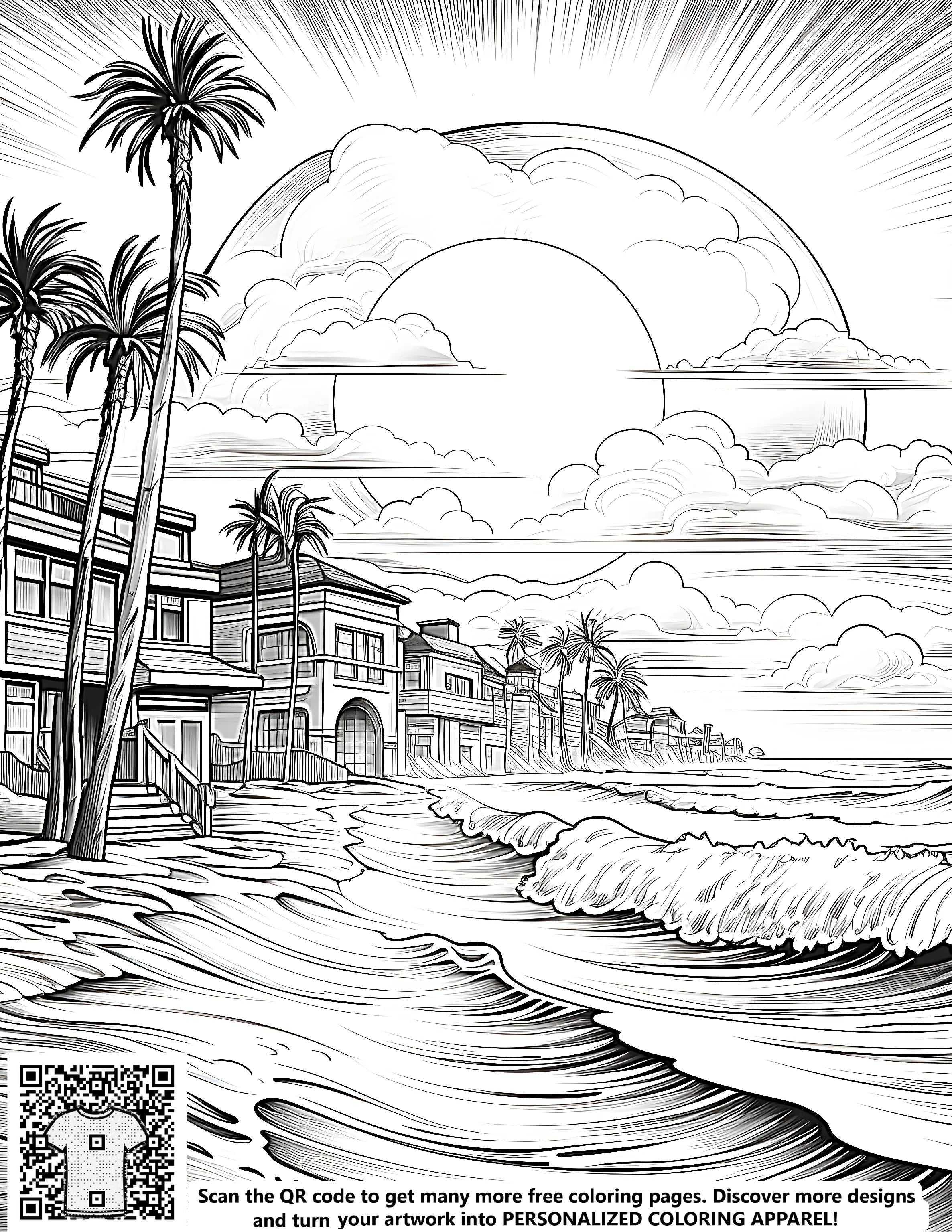 Free Sunset at Beachfront Coloring Page PDF | DaVinci in You – Davinci ...