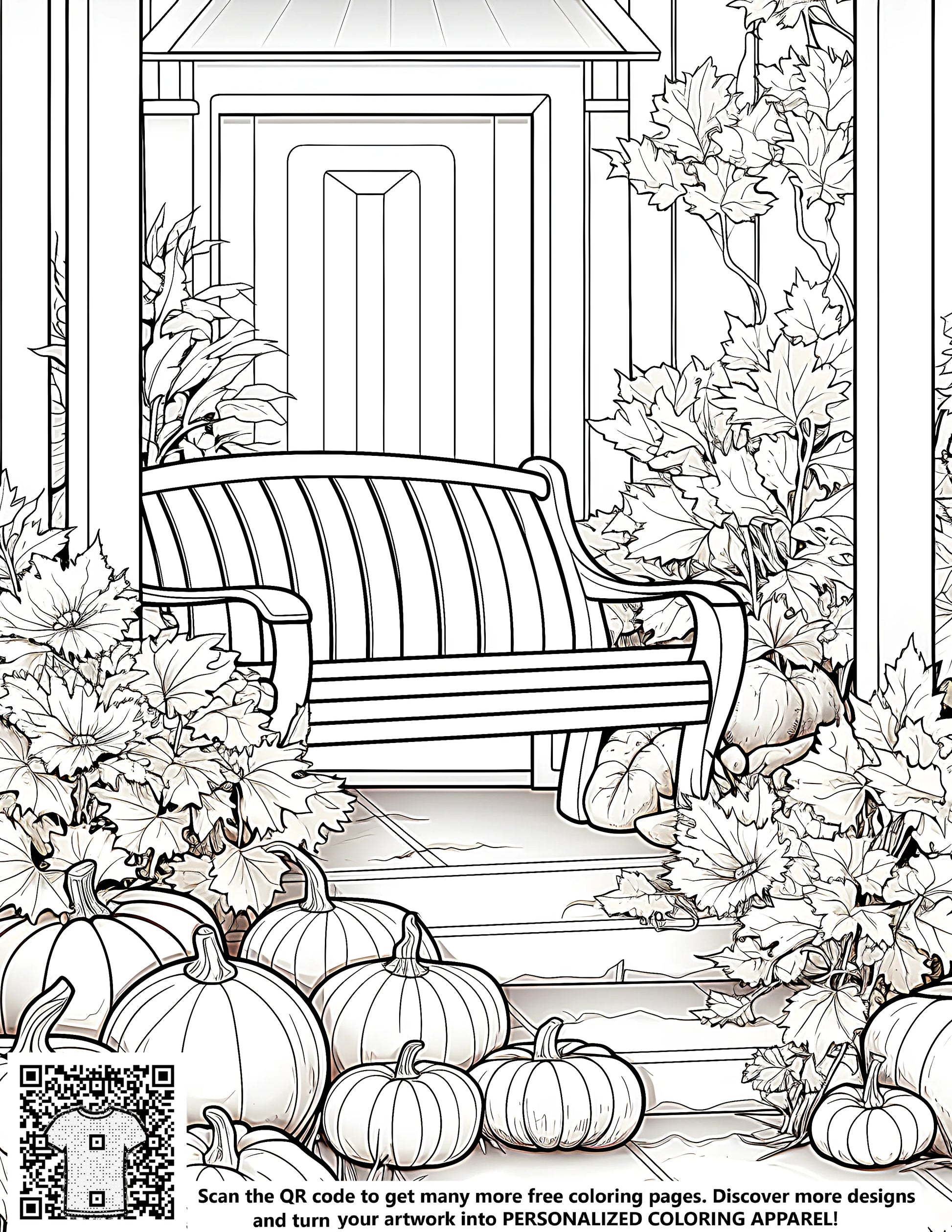 FREE Autumn Porch Coloring Page Download NOW – Davinci in You