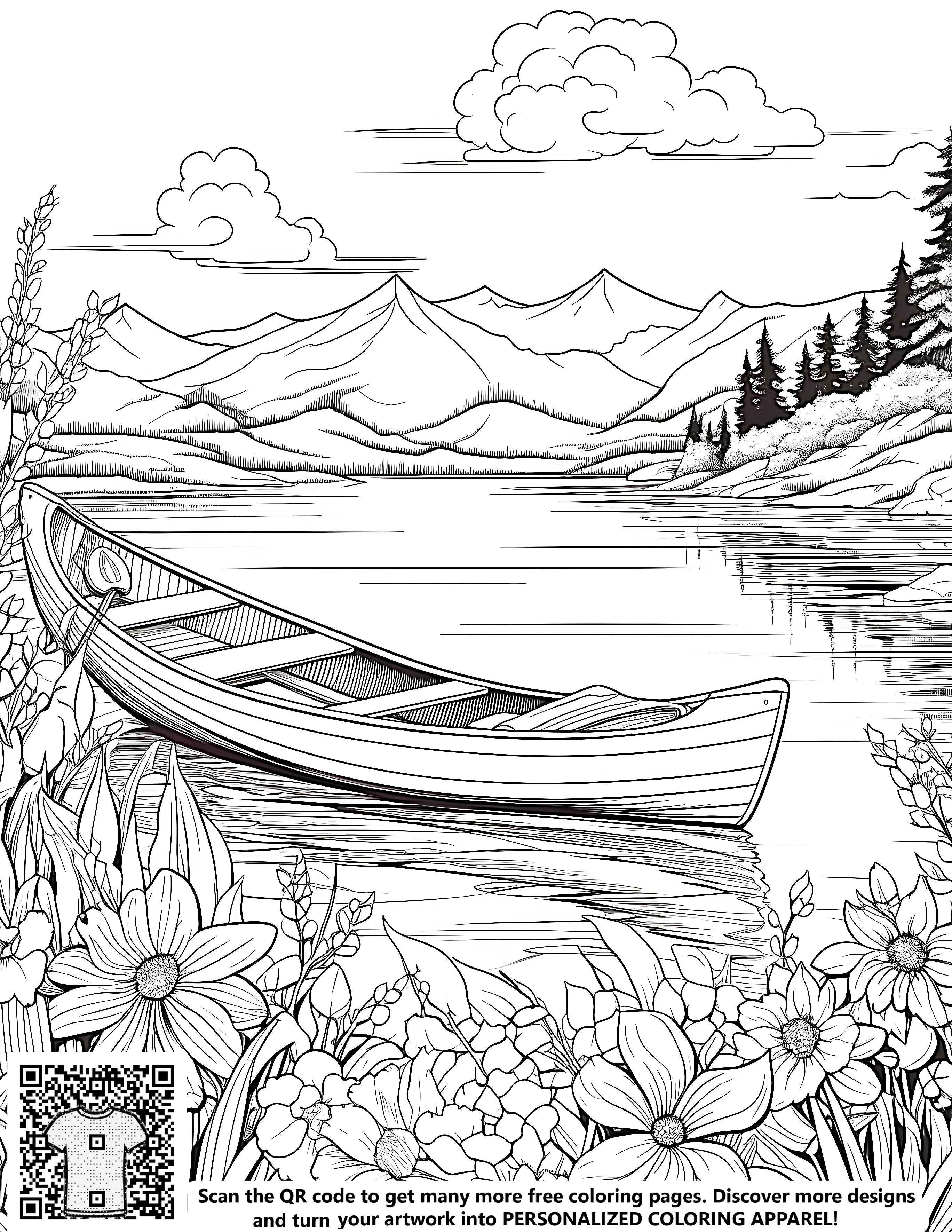 FREE Serene Mountain Lake Coloring Page Download – Davinci in You