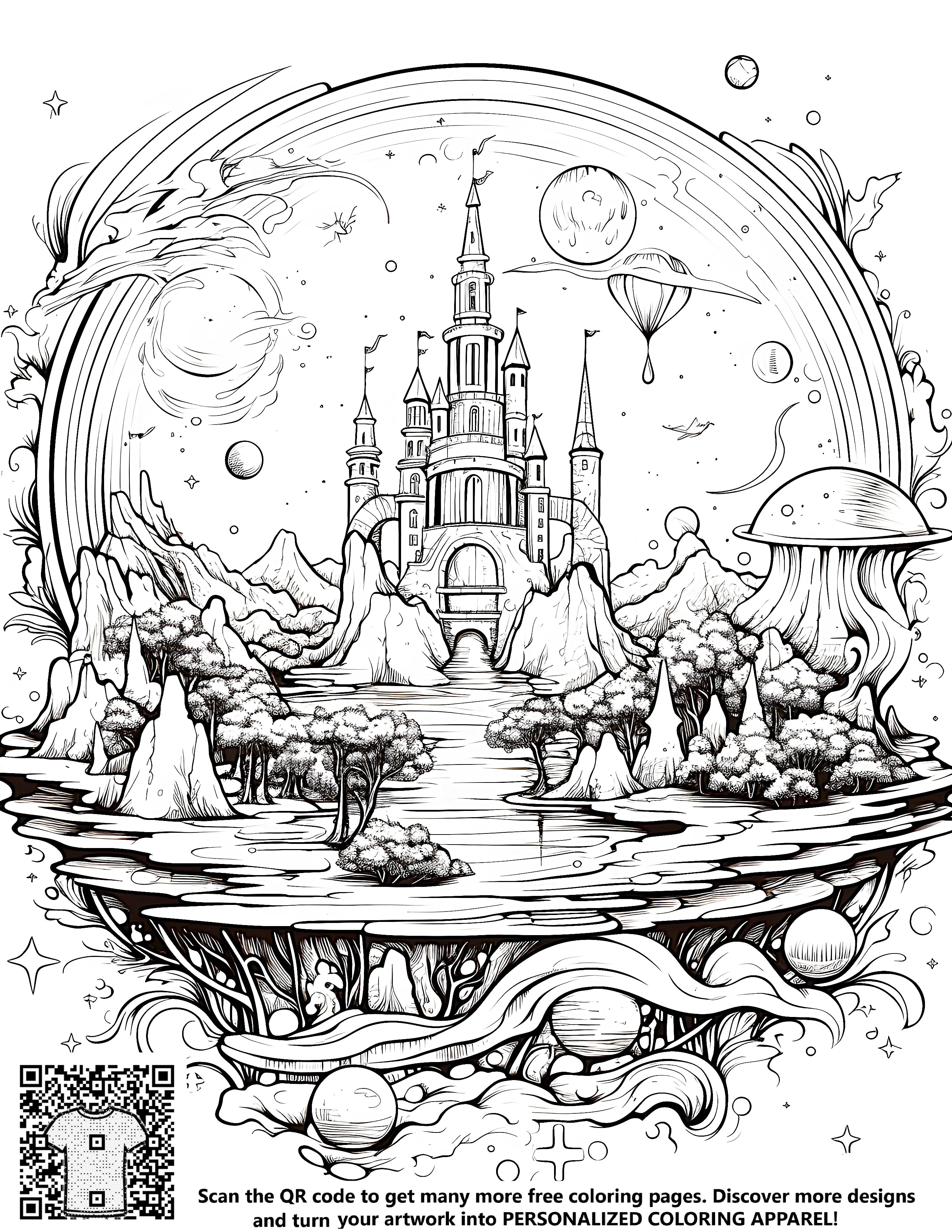 FREE Surreal Fantasy Castle Coloring Page - Printable Download ...