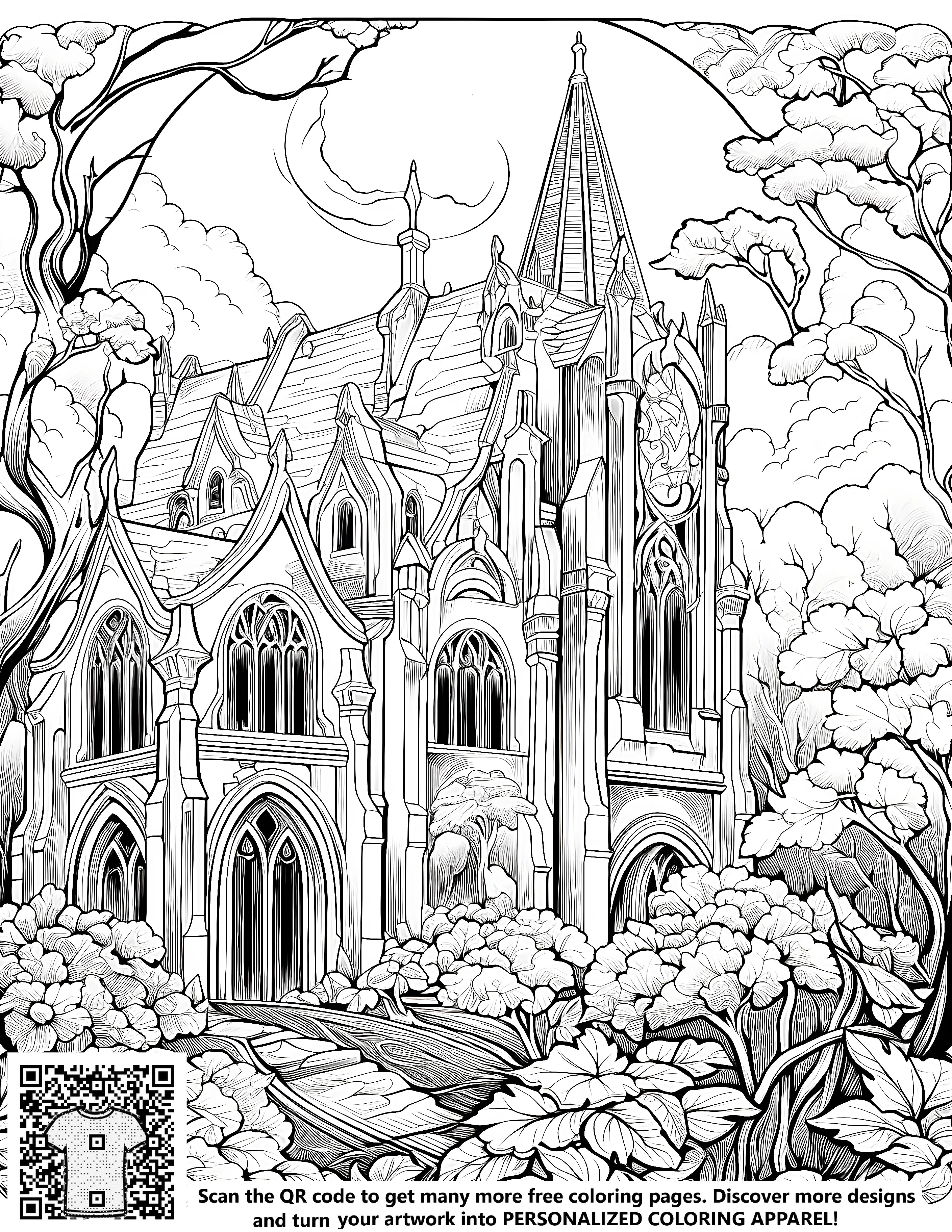 Free Gothic Cathedral Coloring Page PDF – Davinci in You