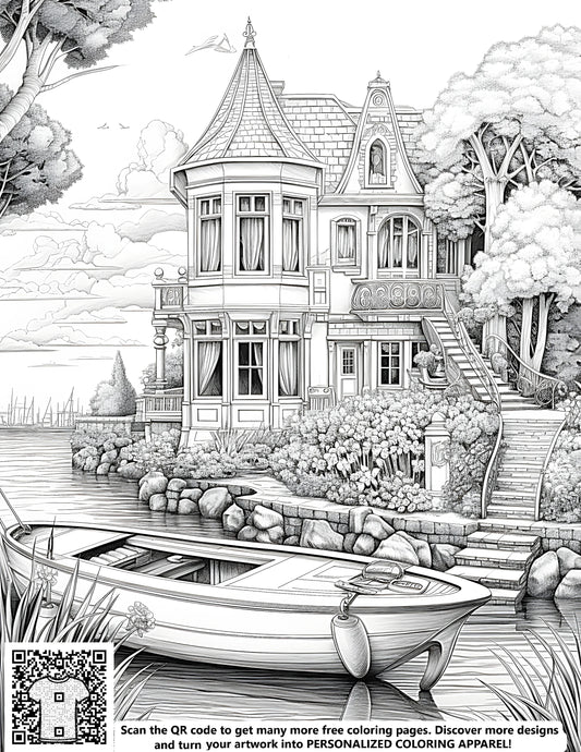 FREE Riverside Mansion Coloring Page - Download NOW 🏰 – Davinci in You