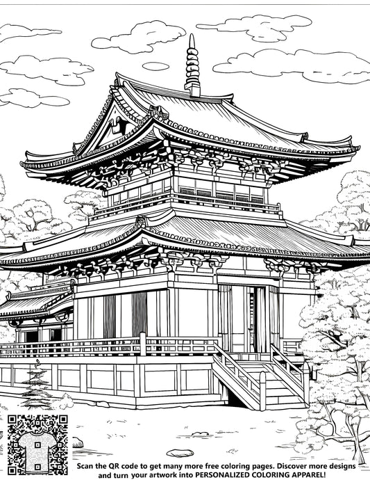 Free Japanese Pagoda Coloring Page (Printable PDF) | DaVinci in You ...