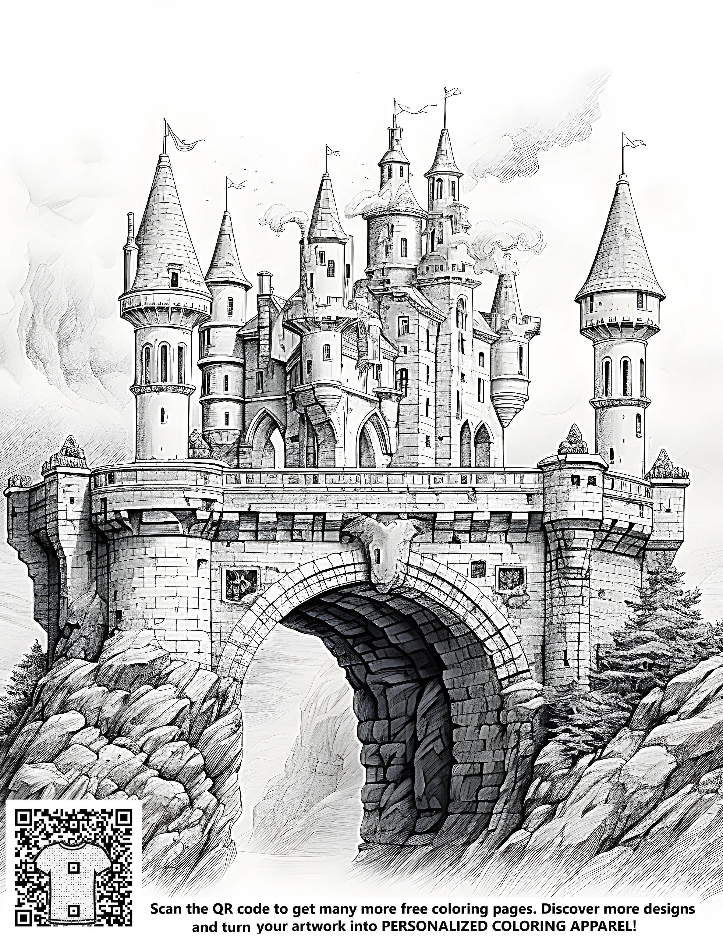 FREE Fantasy Castle Coloring Page - Printable Intricate Sketch ...