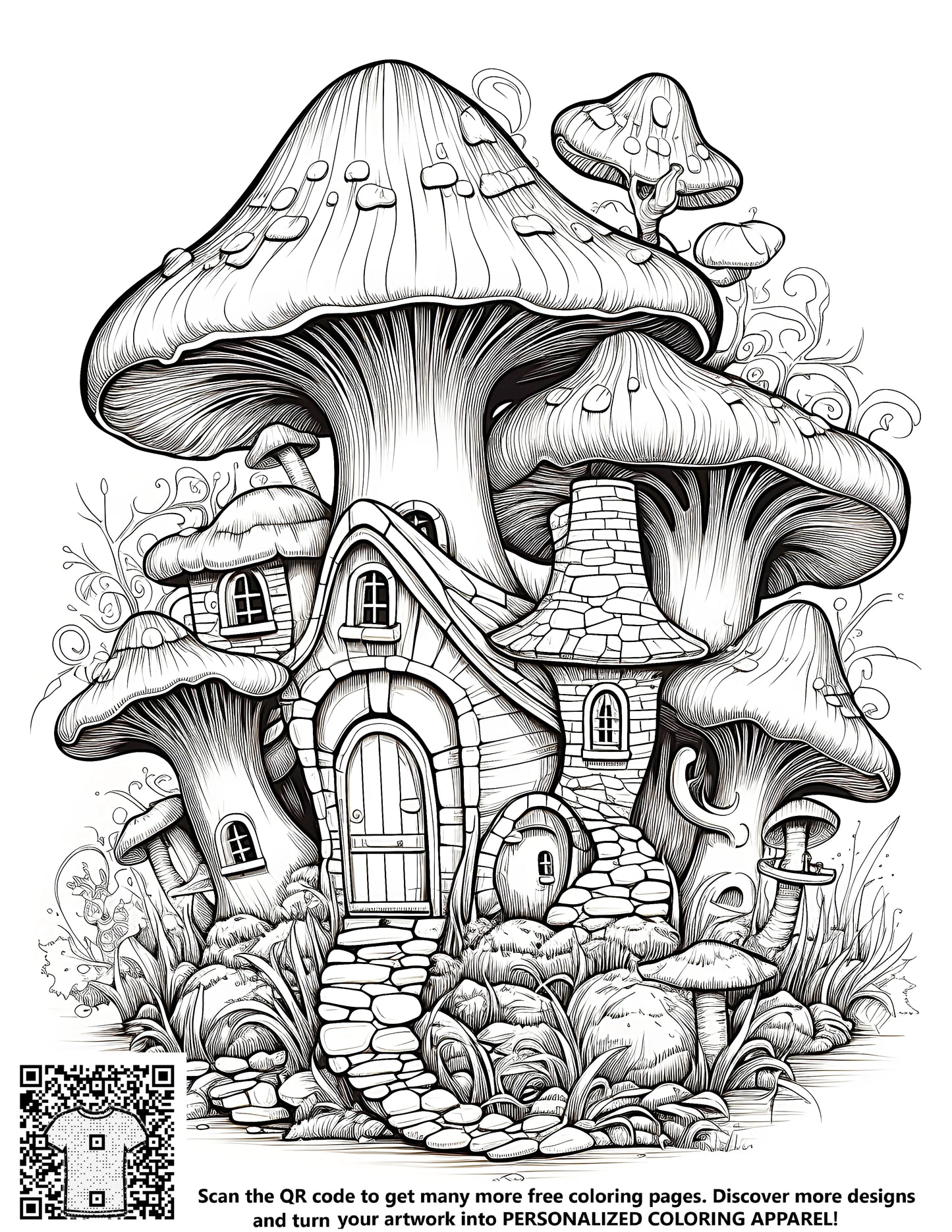 Free Mushroom Houses Coloring Page PDF | DaVinci in You – Davinci in You