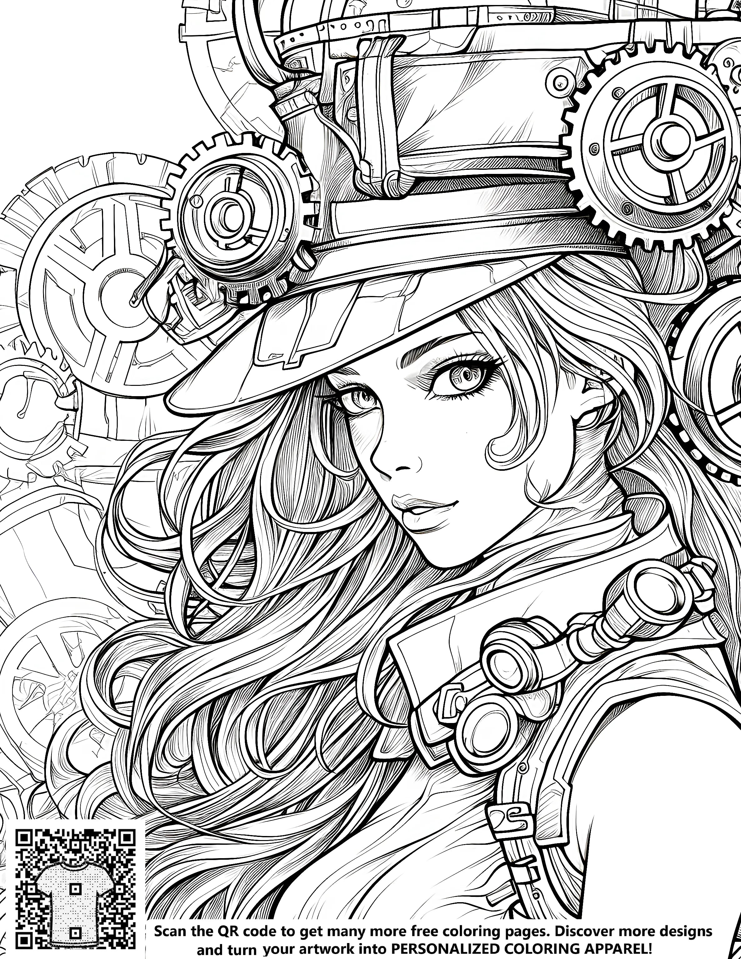 FREE Steampunk Girl Coloring Page Download NOW – Davinci in You