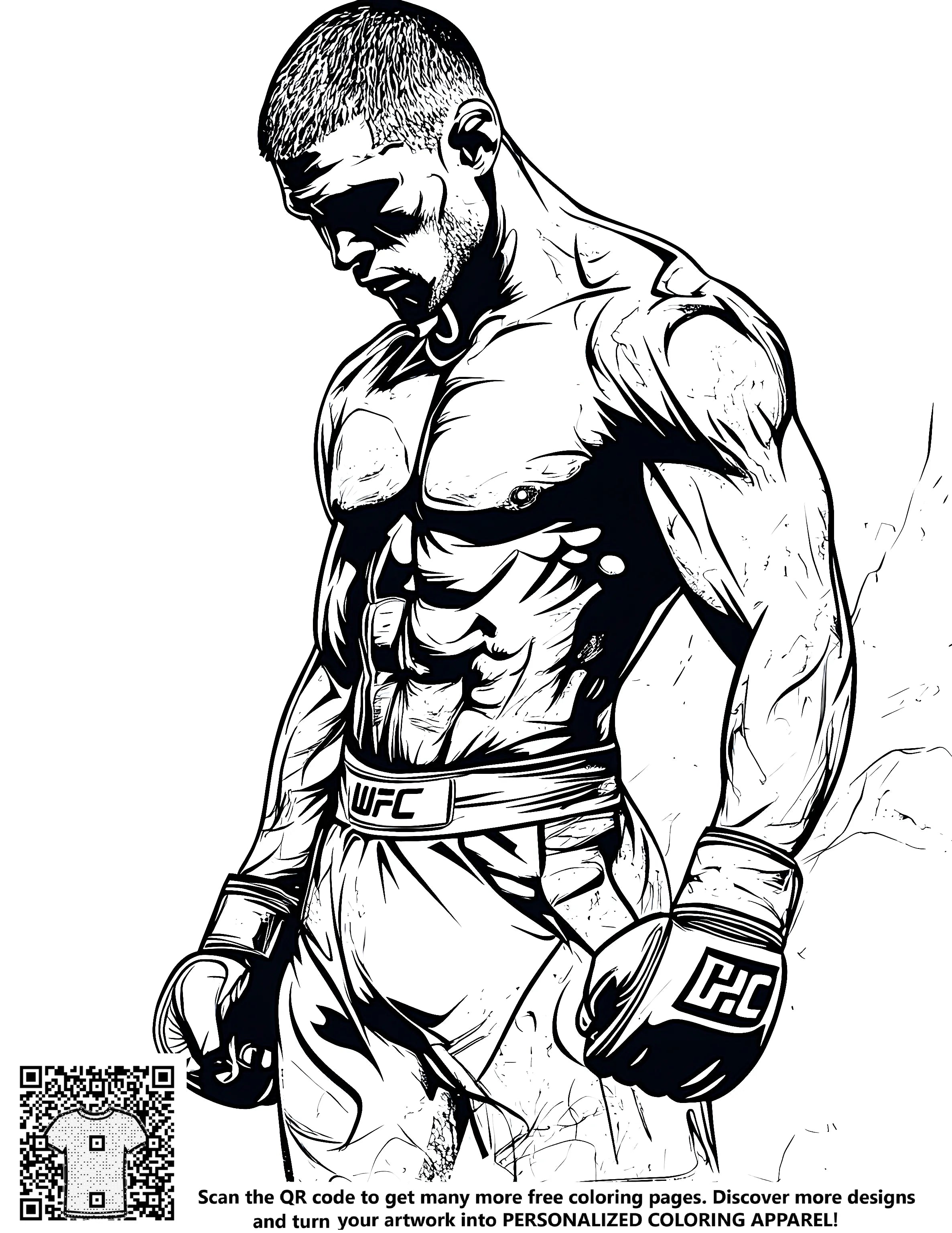 FREE Coloring Page: Muscled Boxer with Gloves - Printable Download ...