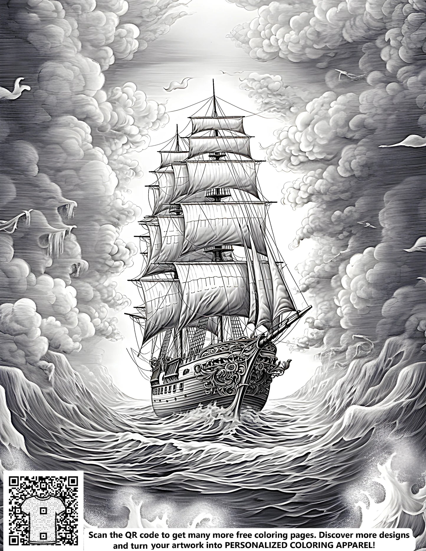 Free Sailing Ship Coloring Page PDF | DaVinci in You – Davinci in You