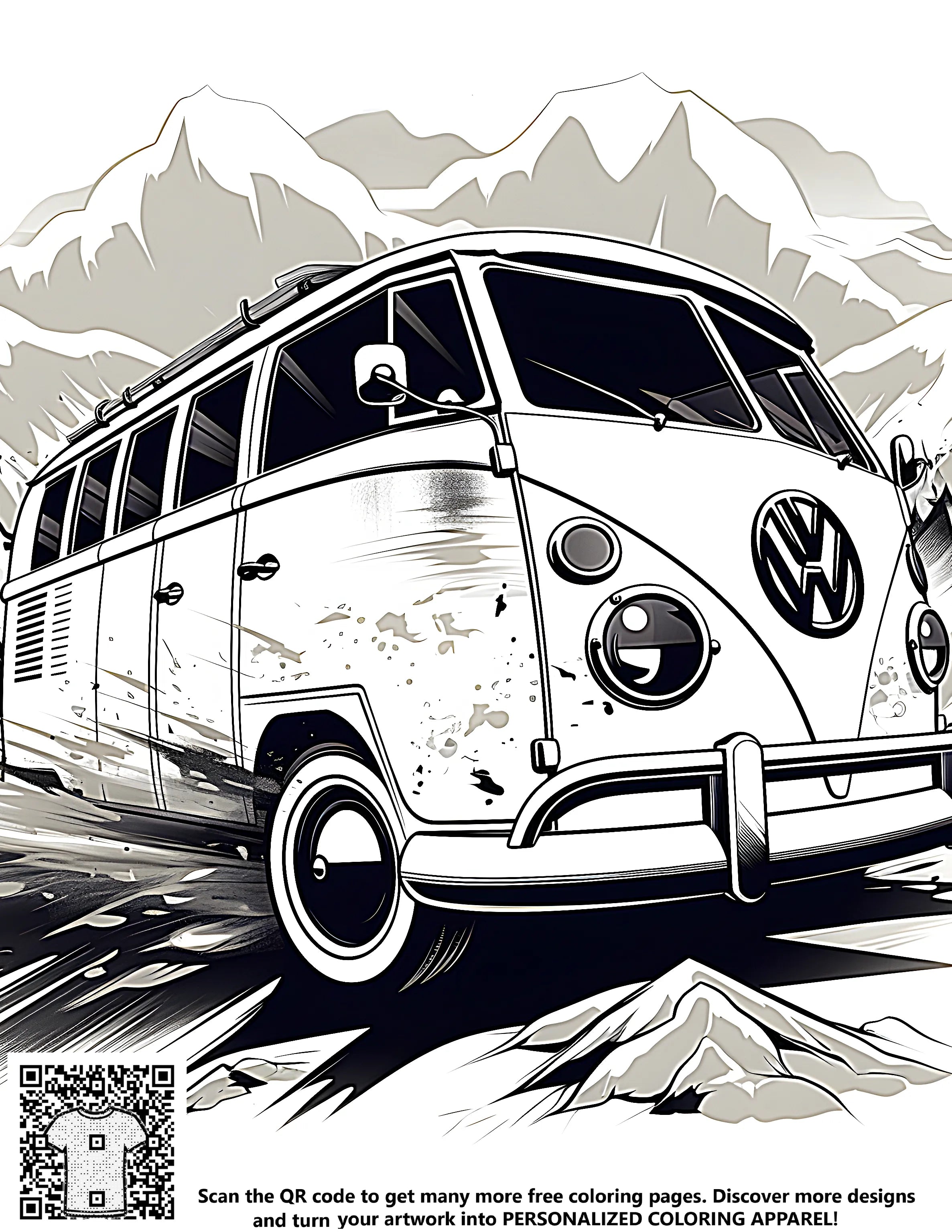 FREE Vintage Camper Van Coloring Page - Printable Adventure Download ...