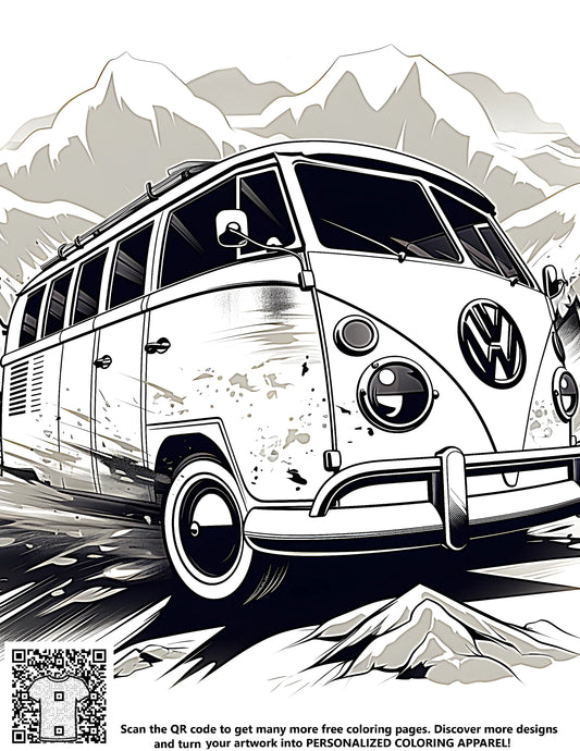 FREE Vintage Camper Van Coloring Page - Printable Adventure Download 🛞 ...