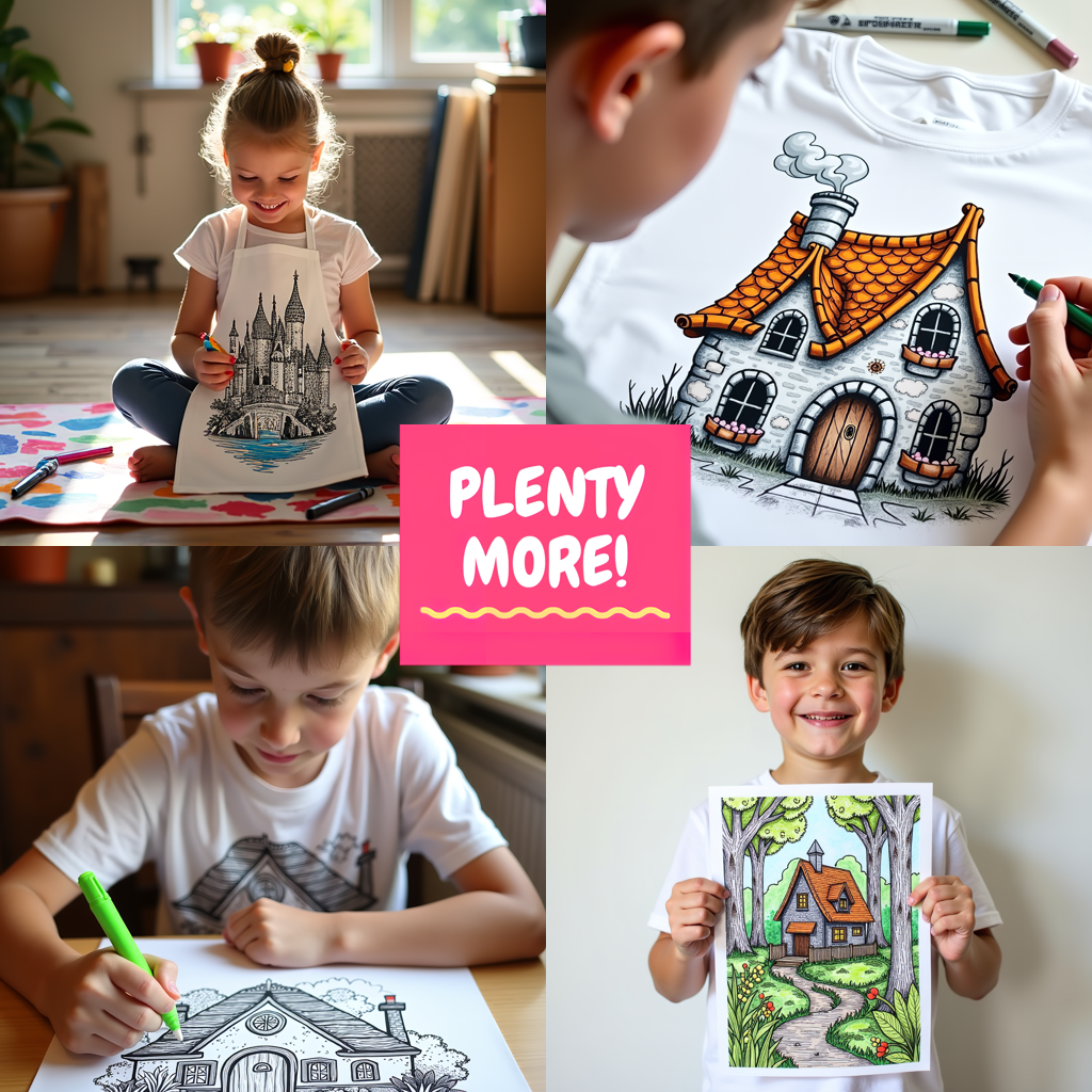 Winter Cottage Kids T-Shirt Coloring Kit | DaVinci in You – Davinci in You
